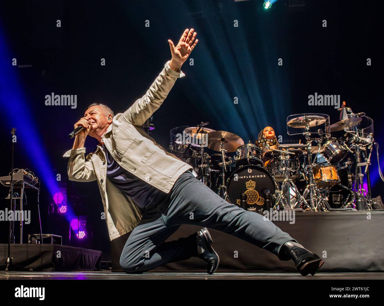 Leeds, UK, 15th March 2024. Jim Kerr, lead singer of iconic Scottish ...