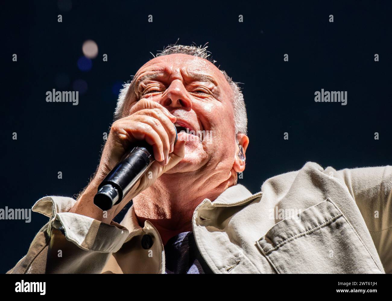 Leeds, UK, 15th March 2024. Jim Kerr, lead singer of iconic Scottish ...