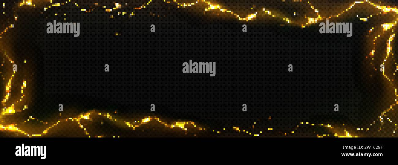 Yellow lightning frame isolated on transparent background. Vector ...