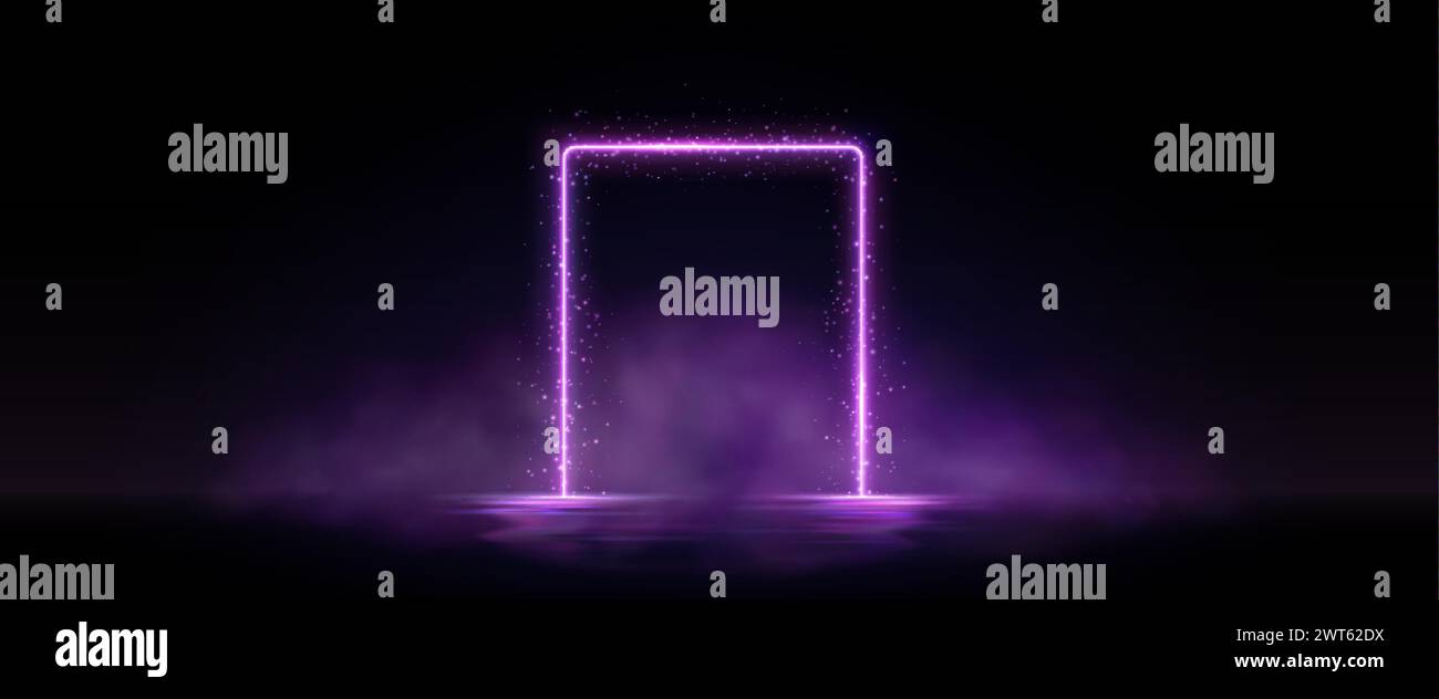 Rectangular purple frame on dark water background. Vector realistic ...