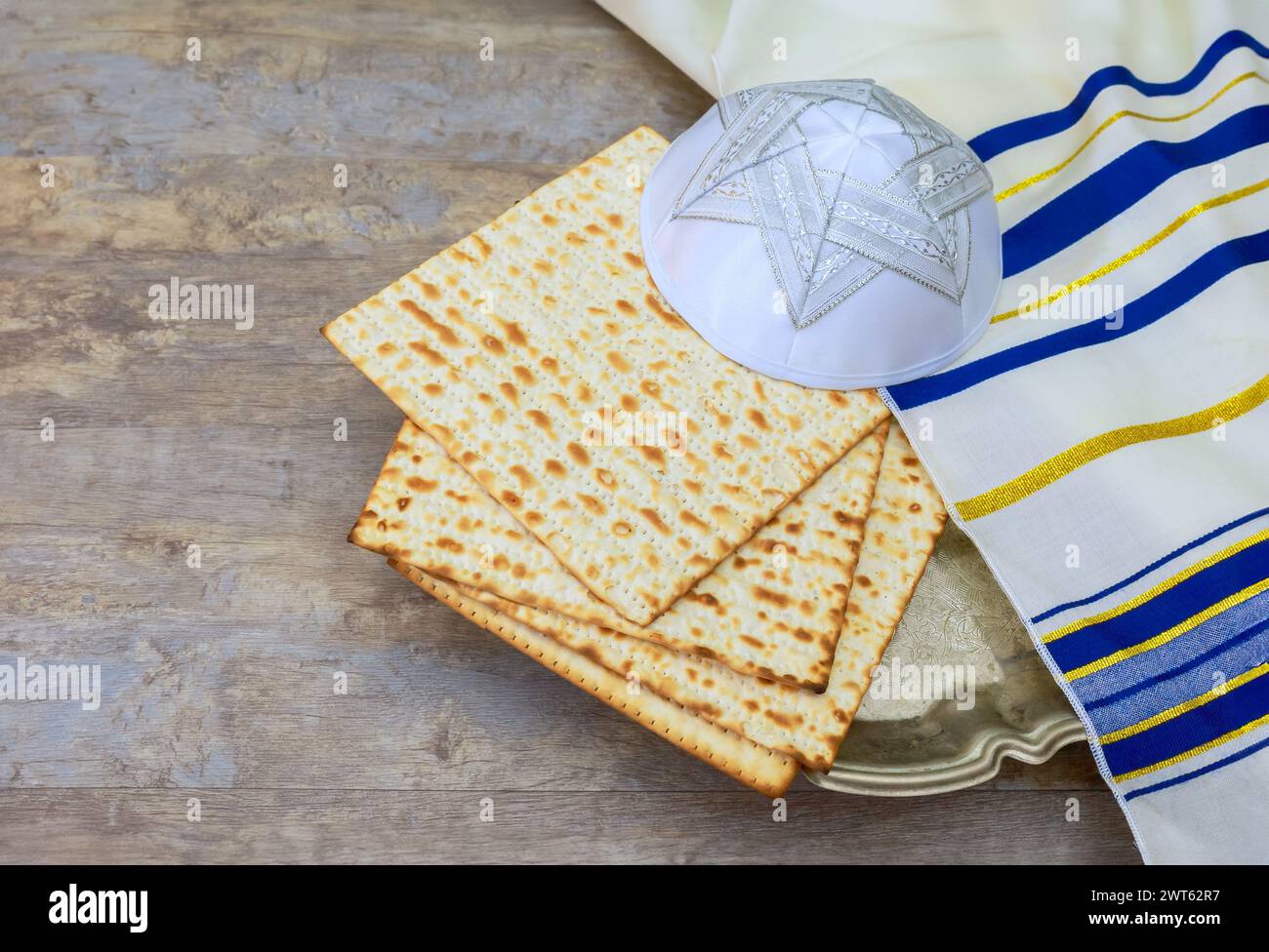 Passover celebration jewish holiday table adorned with matzah ...