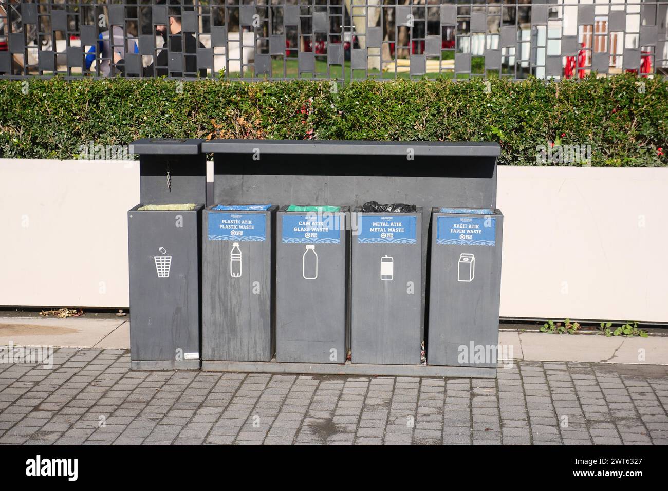 turkey istanbul 22 june 2023. recycling container near old bins Stock ...