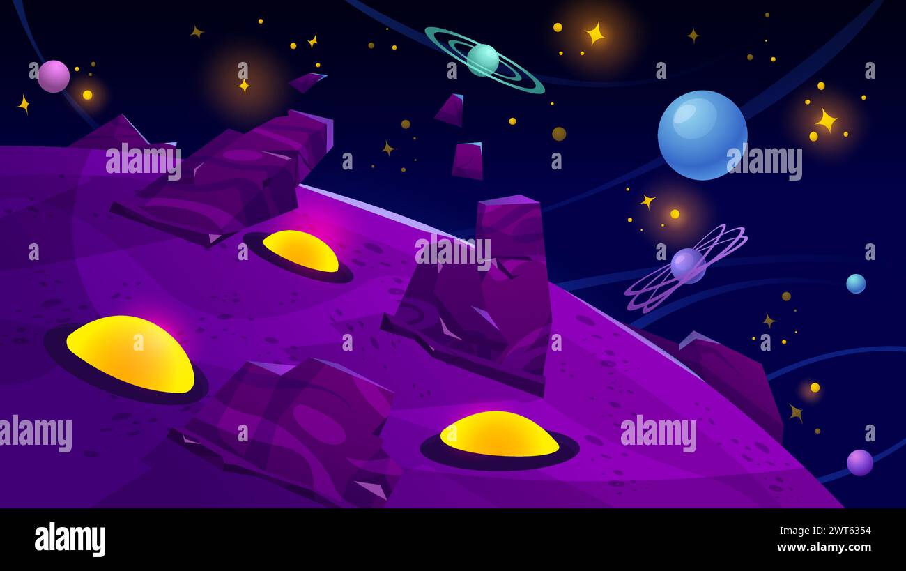 Alien planet surface for game ui design. Vector cartoon illustration of ...