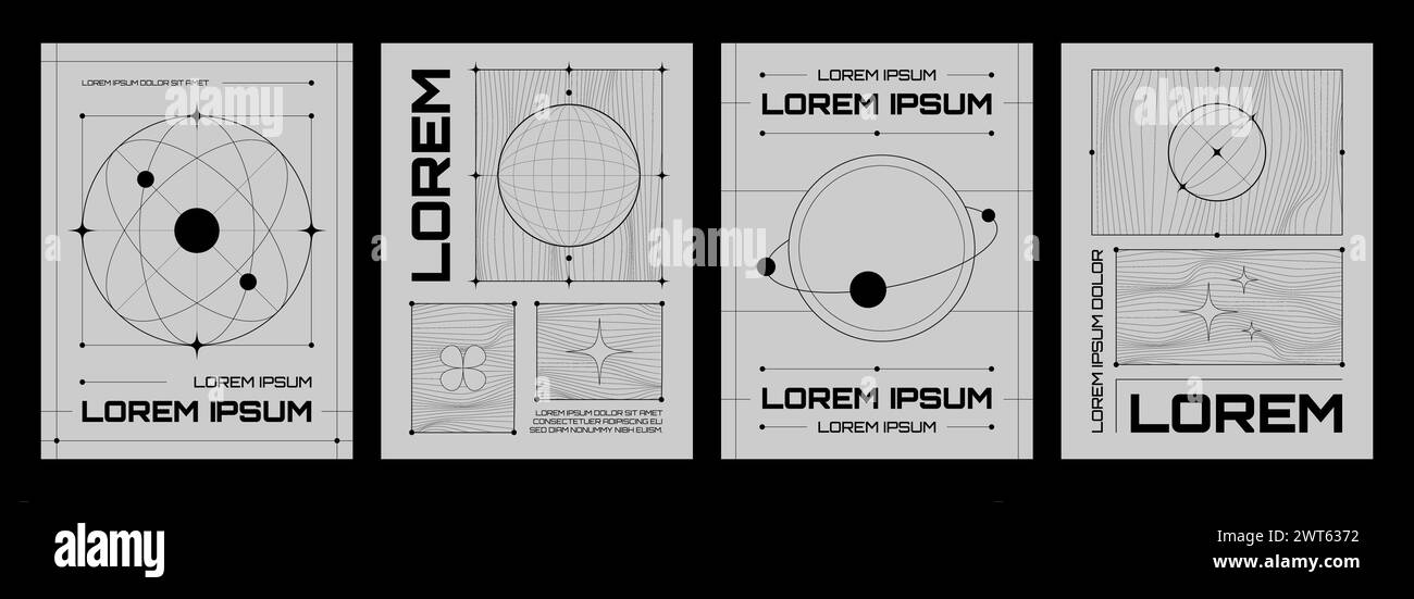 Poster in trendy y2k style with simple abstract grid shapes and ...