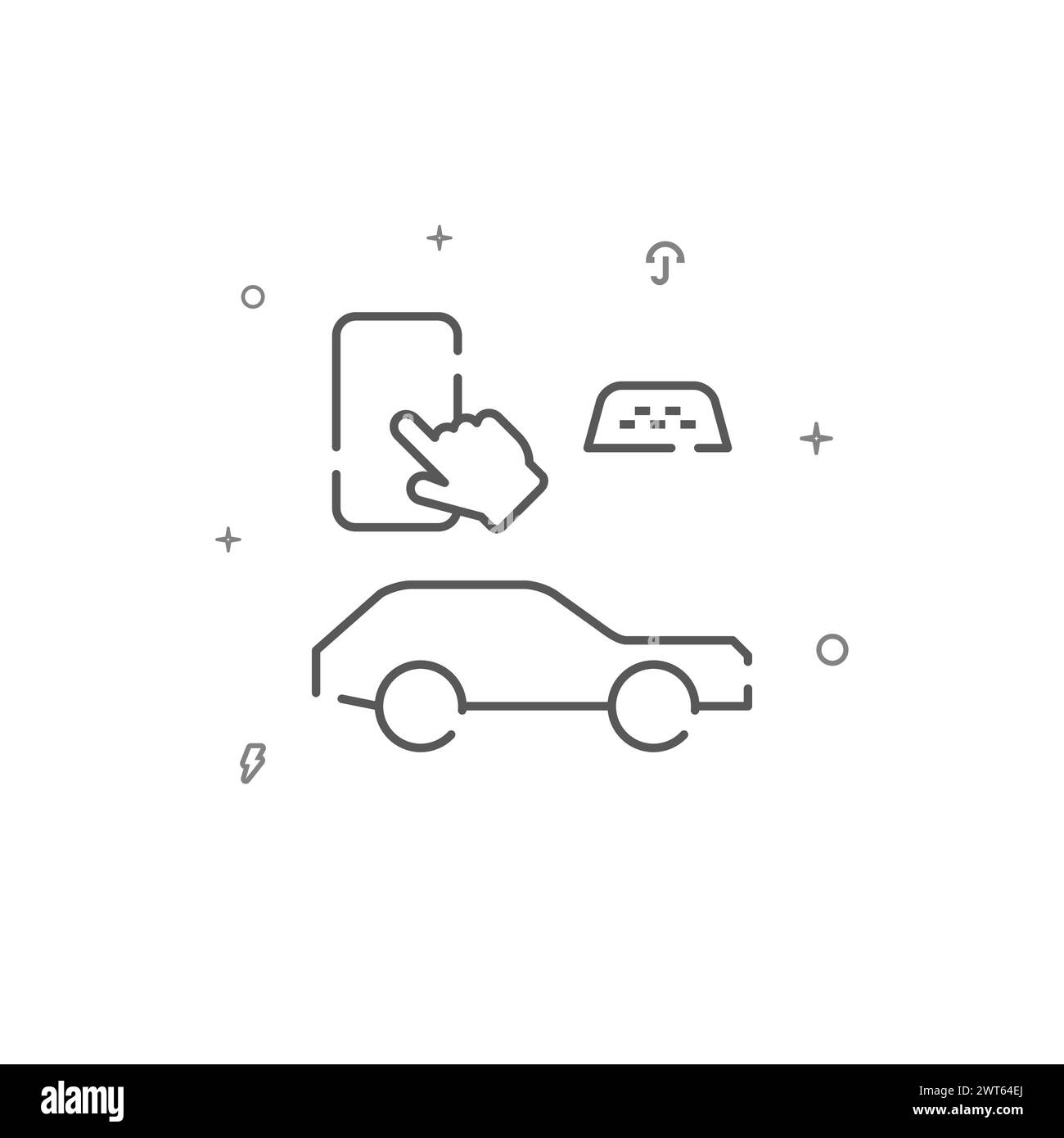 Taxi car mobile app simple vector line icon. Symbol, pictogram, sign ...