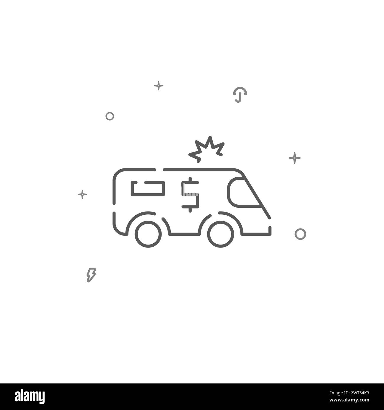 Cash-in-transit armored car simple vector line icon. Symbol, pictogram ...