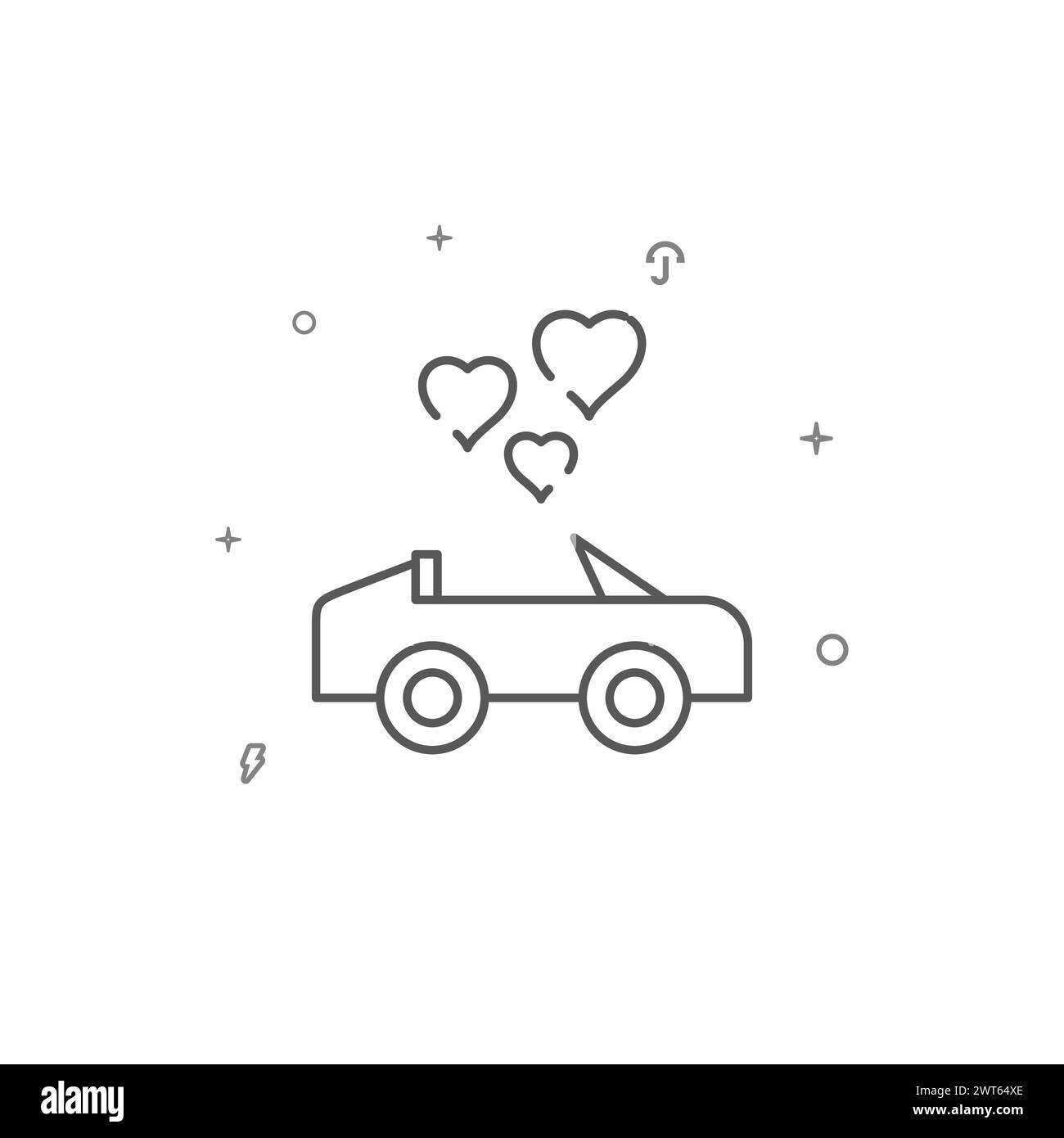 Wedding convertible simple vector line icon. Symbol, pictogram, sign ...