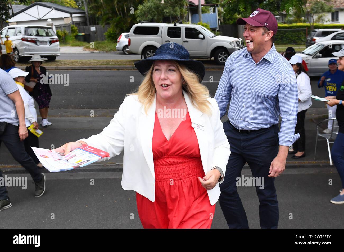 Brisbane, Australia. 16th Mar, 2024. Labor candidate Margie Nightingale ...