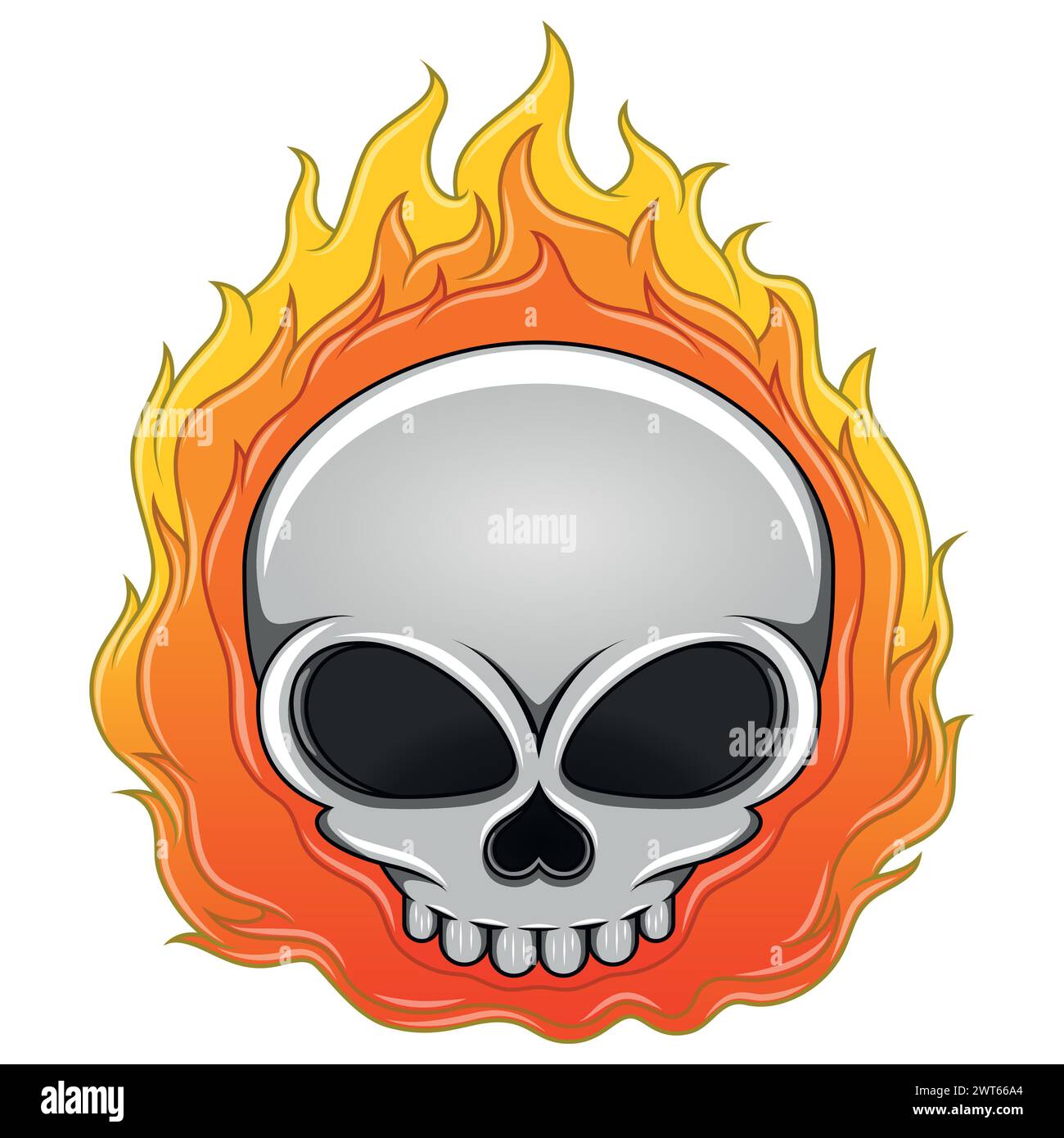 Skull vector design in cartoon style engulfed in fire Stock Vector ...