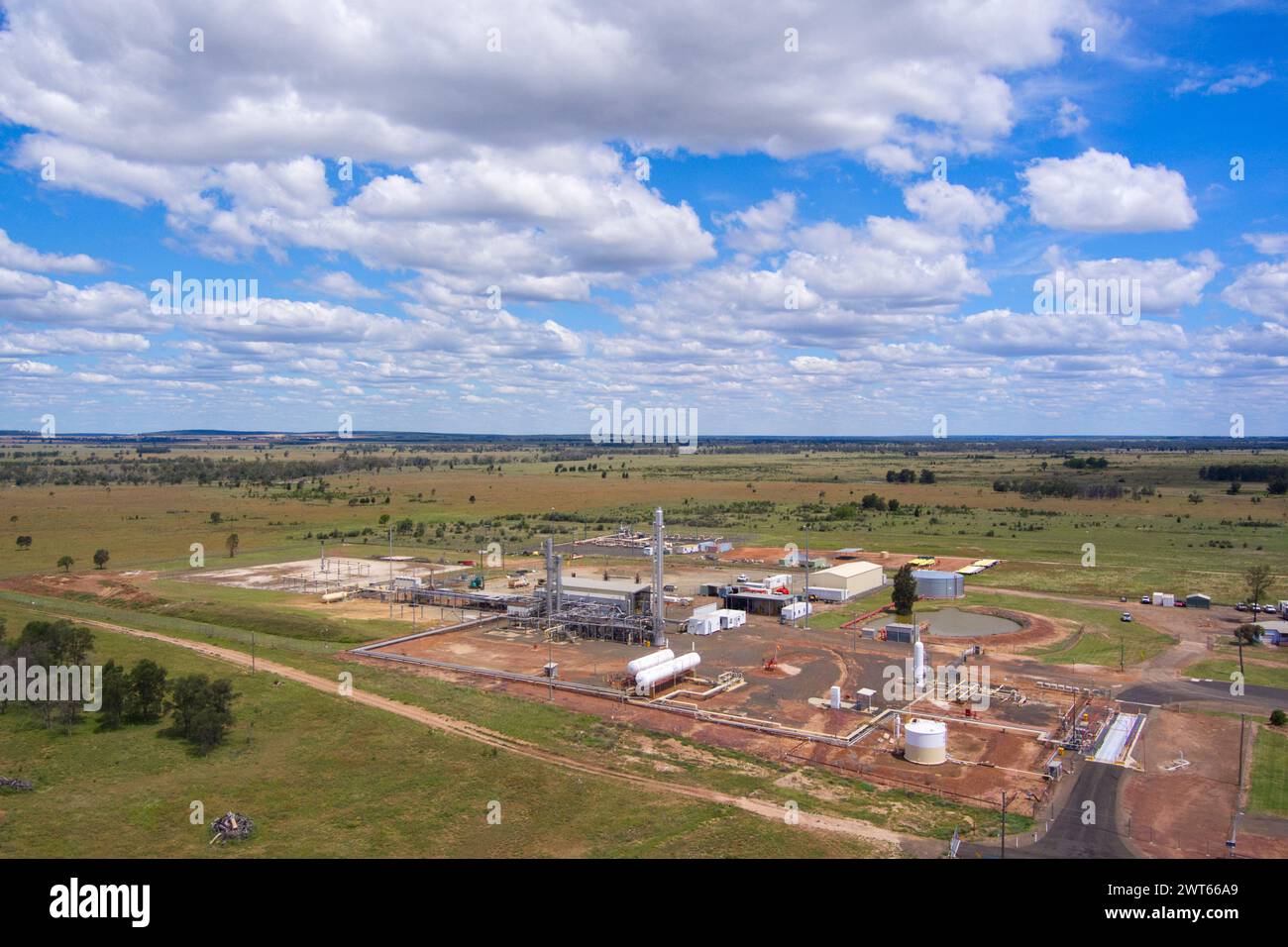 Aerial the SANTOS Coal Seam Gas LNG hub Wallumbilla South on the ...