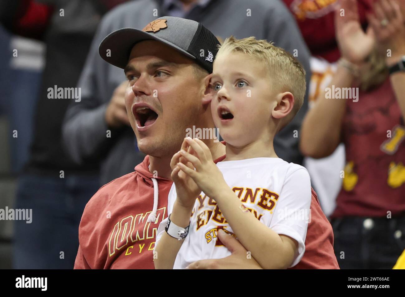 KANSAS CITY, MO - MARCH 15: A young Iowa State Cyclones fan and his ...