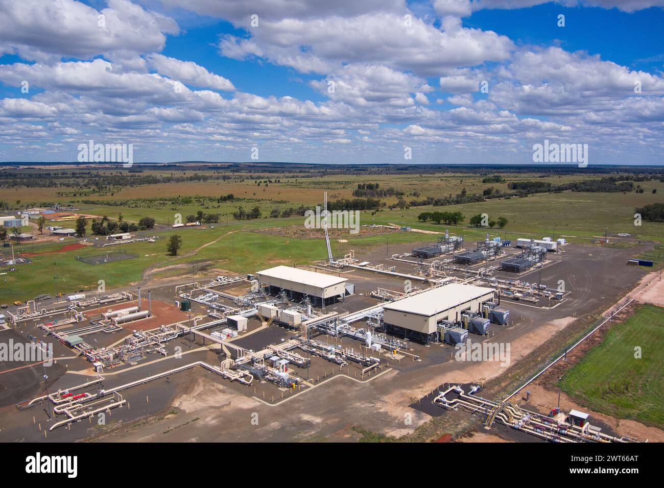 Aerial the SANTOS Coal Seam Gas LNG hub Wallumbilla South on the ...