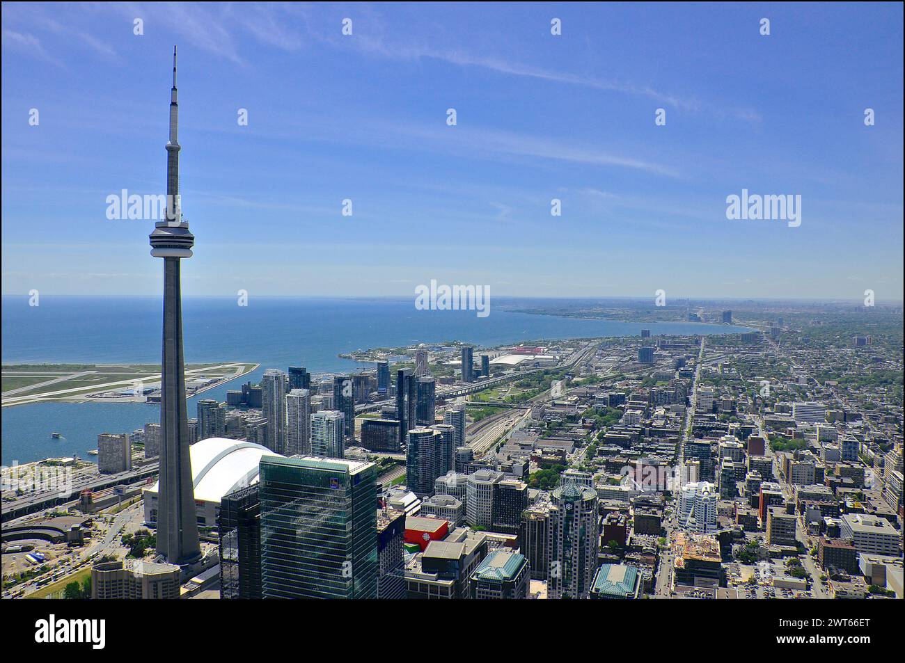 Aerial view over the city centre of Toronto, Ontario, Canada. Bird-eye ...