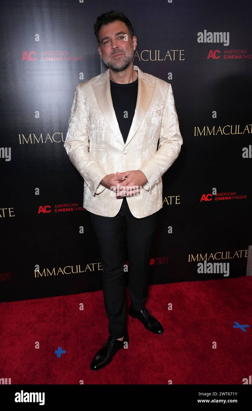 Michael Mohan arrives at the premiere of "Immaculate" on Friday, March ...