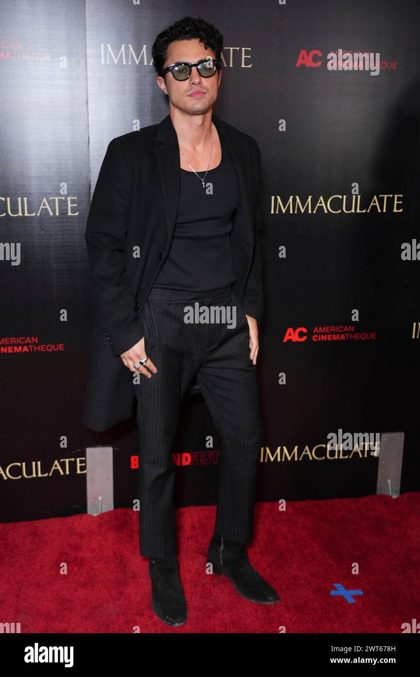 Darren Barnet arrives at the premiere of "Immaculate" on Friday, March ...