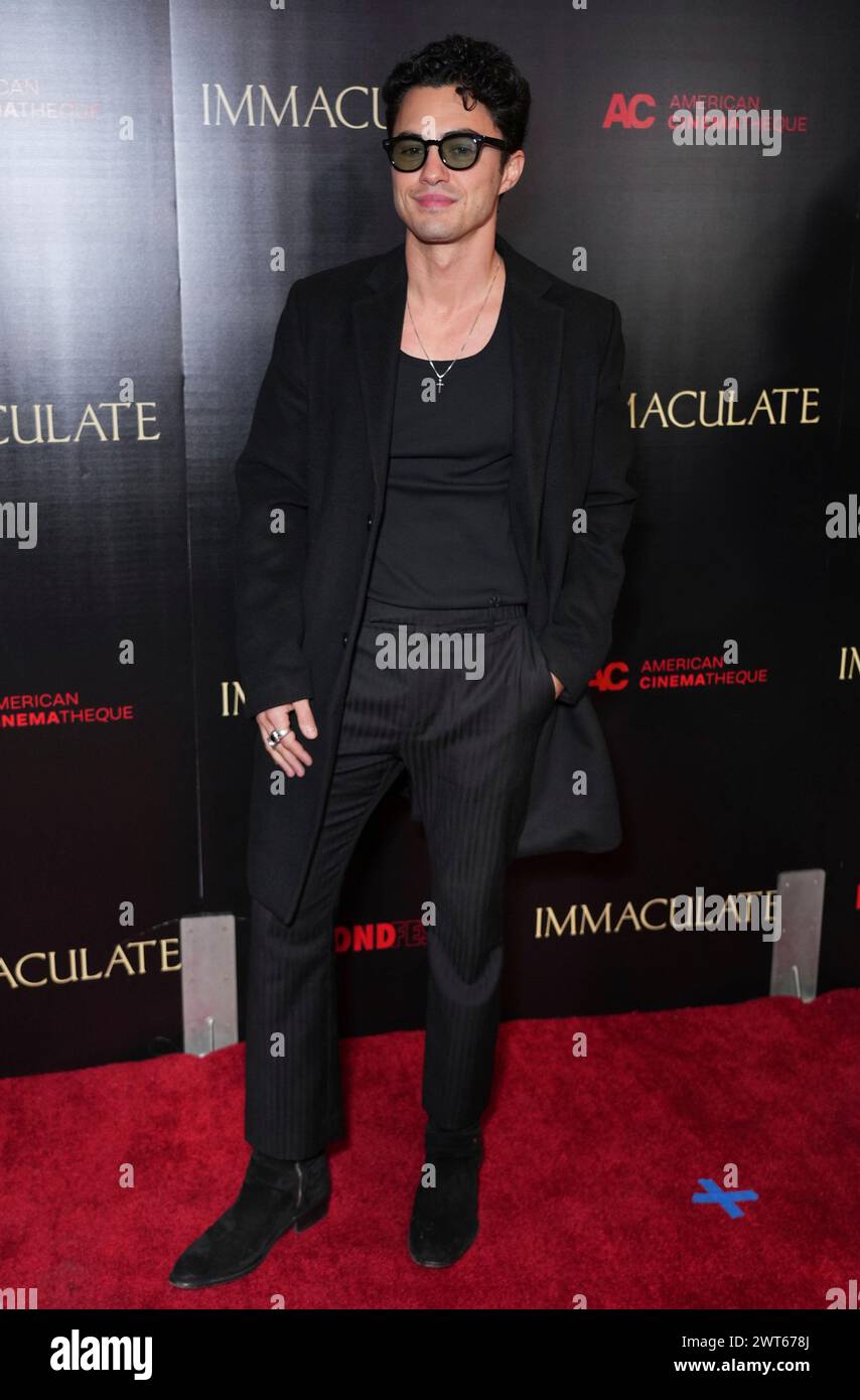Darren Barnet arrives at the premiere of "Immaculate" on Friday, March ...