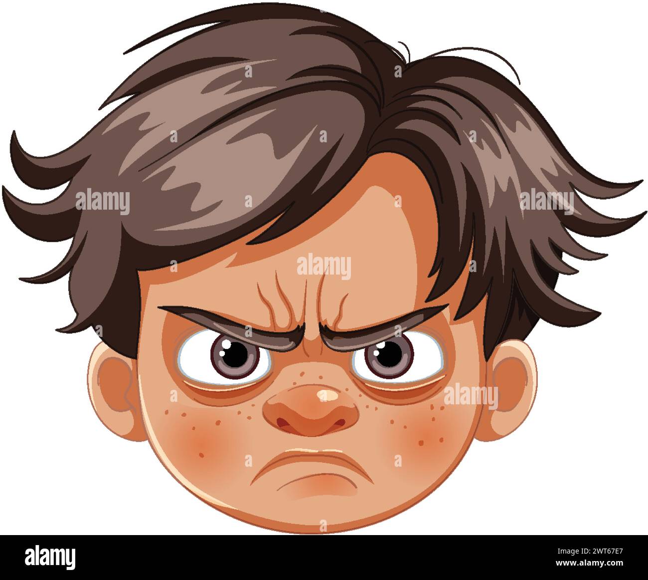 Vector illustration of a frowning young boy Stock Vector Image & Art ...