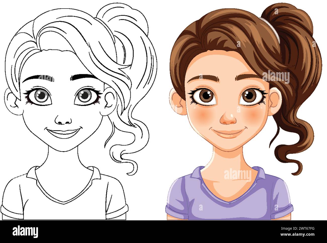 Transformation of a line drawing to a colored character Stock Vector ...