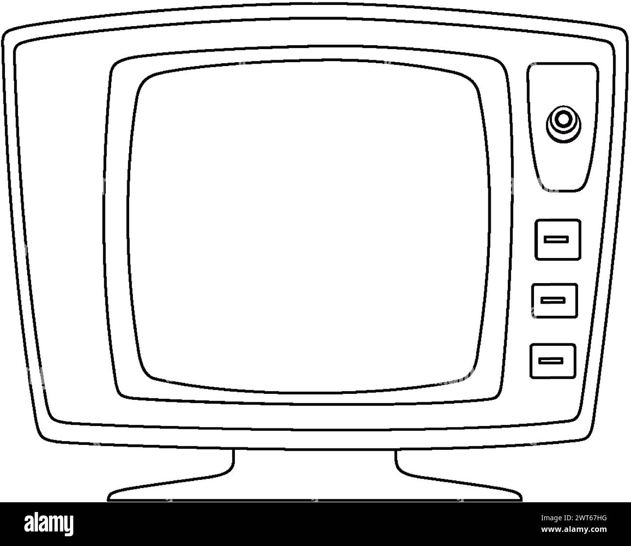 Simple line art of a vintage television set Stock Vector Image & Art ...