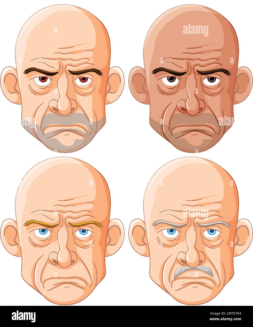 Four vector illustrations of a man's moody expressions Stock Vector ...