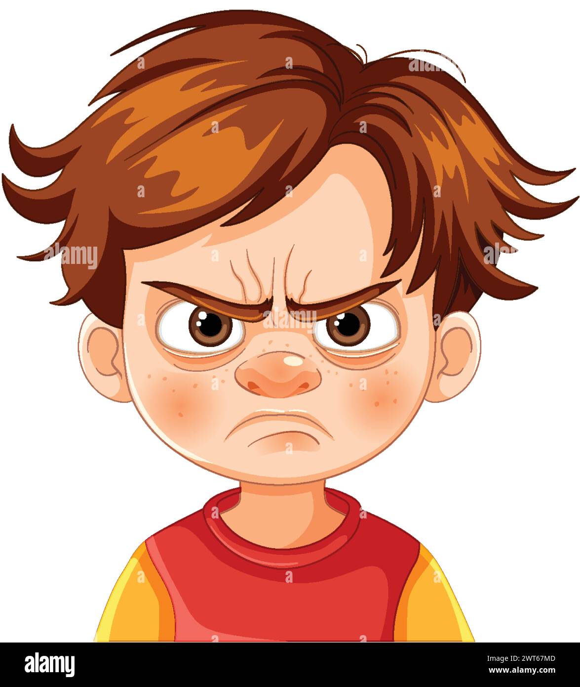 Vector illustration of a boy with an angry face Stock Vector Image & Art - Alamy