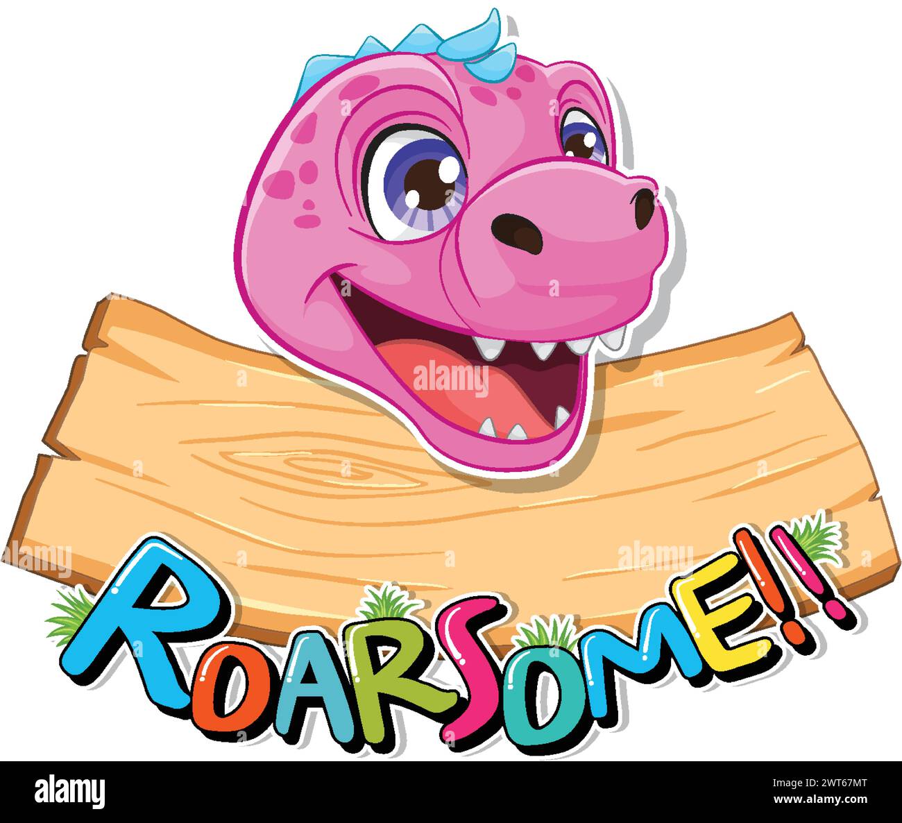 Cute cartoon dinosaur on wooden sign with pun Stock Vector Image & Art ...