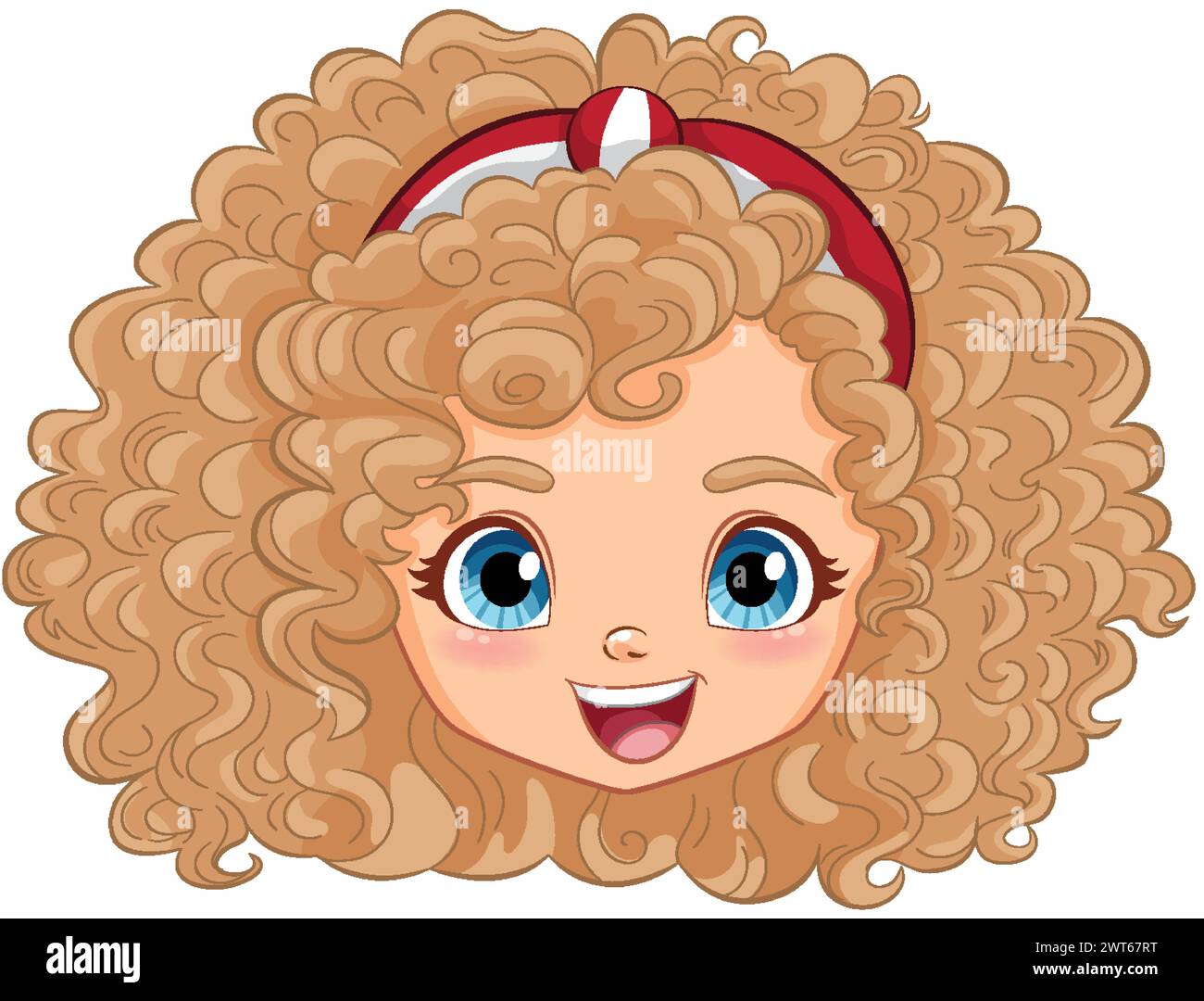 Vector illustration of a smiling girl with curly hair Stock Vector ...
