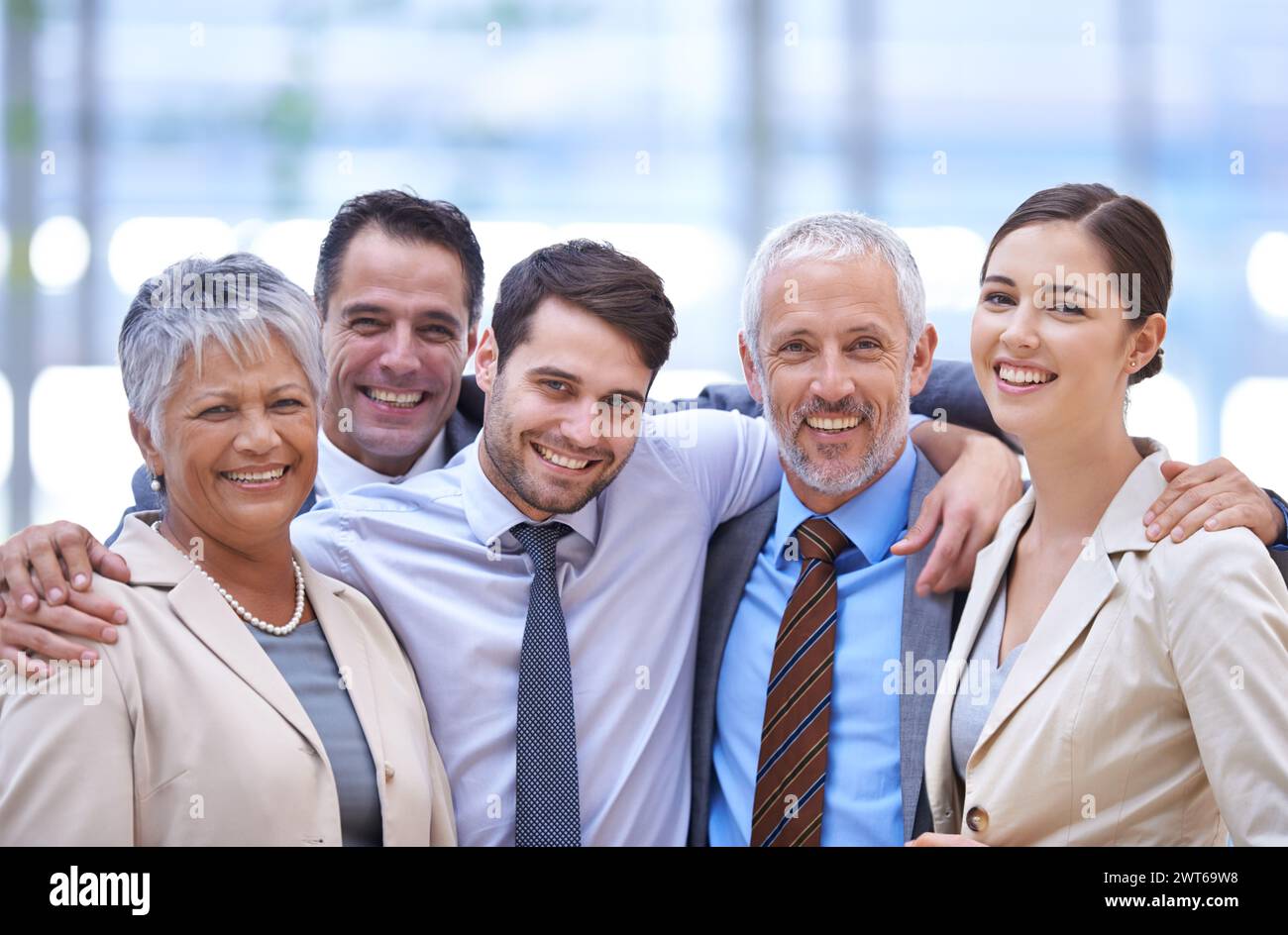 Business people, smile and portrait of team in office together for ...