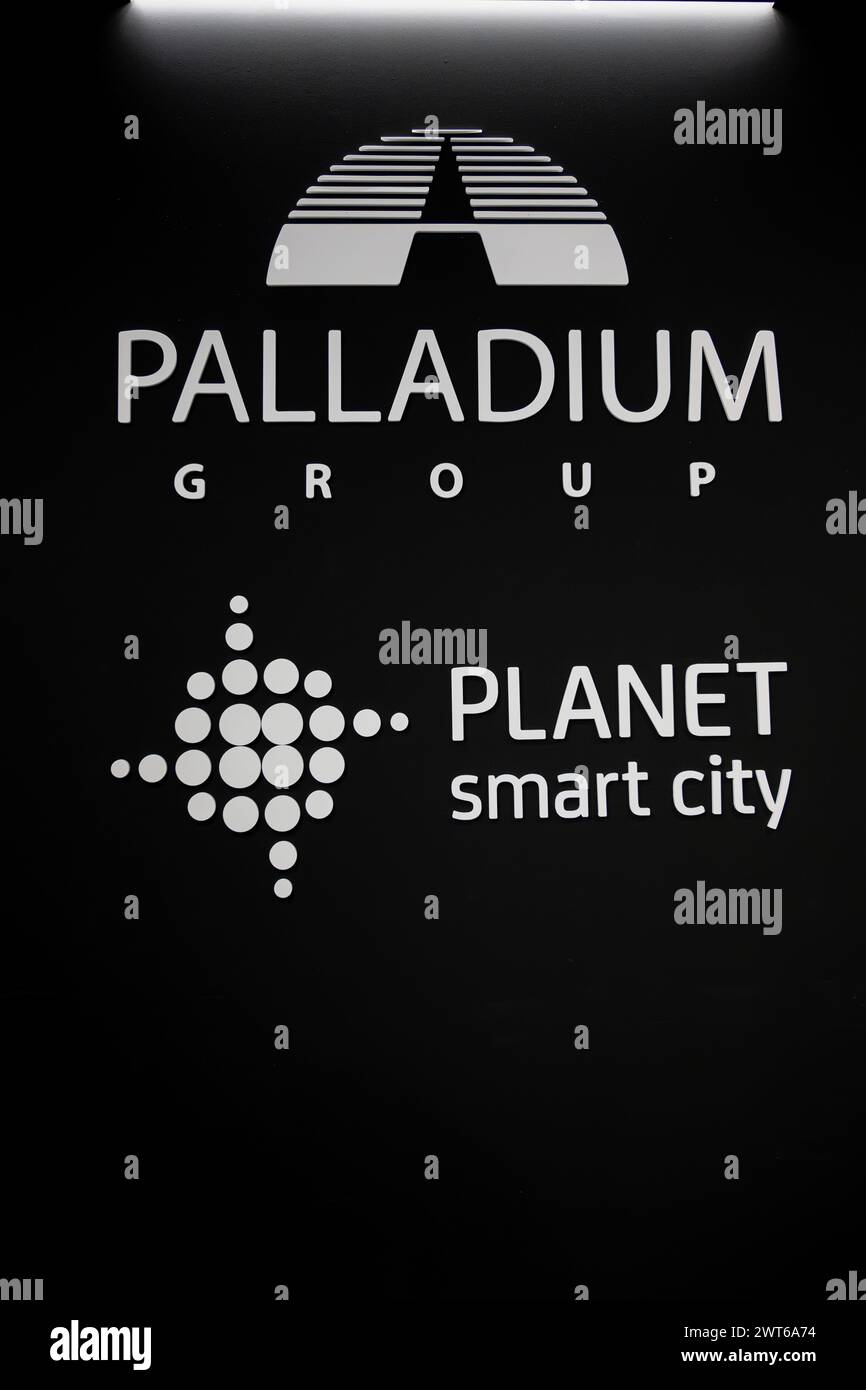 Cannes, France. 13th Mar, 2024. The Palladium Group logo at Mipim in ...