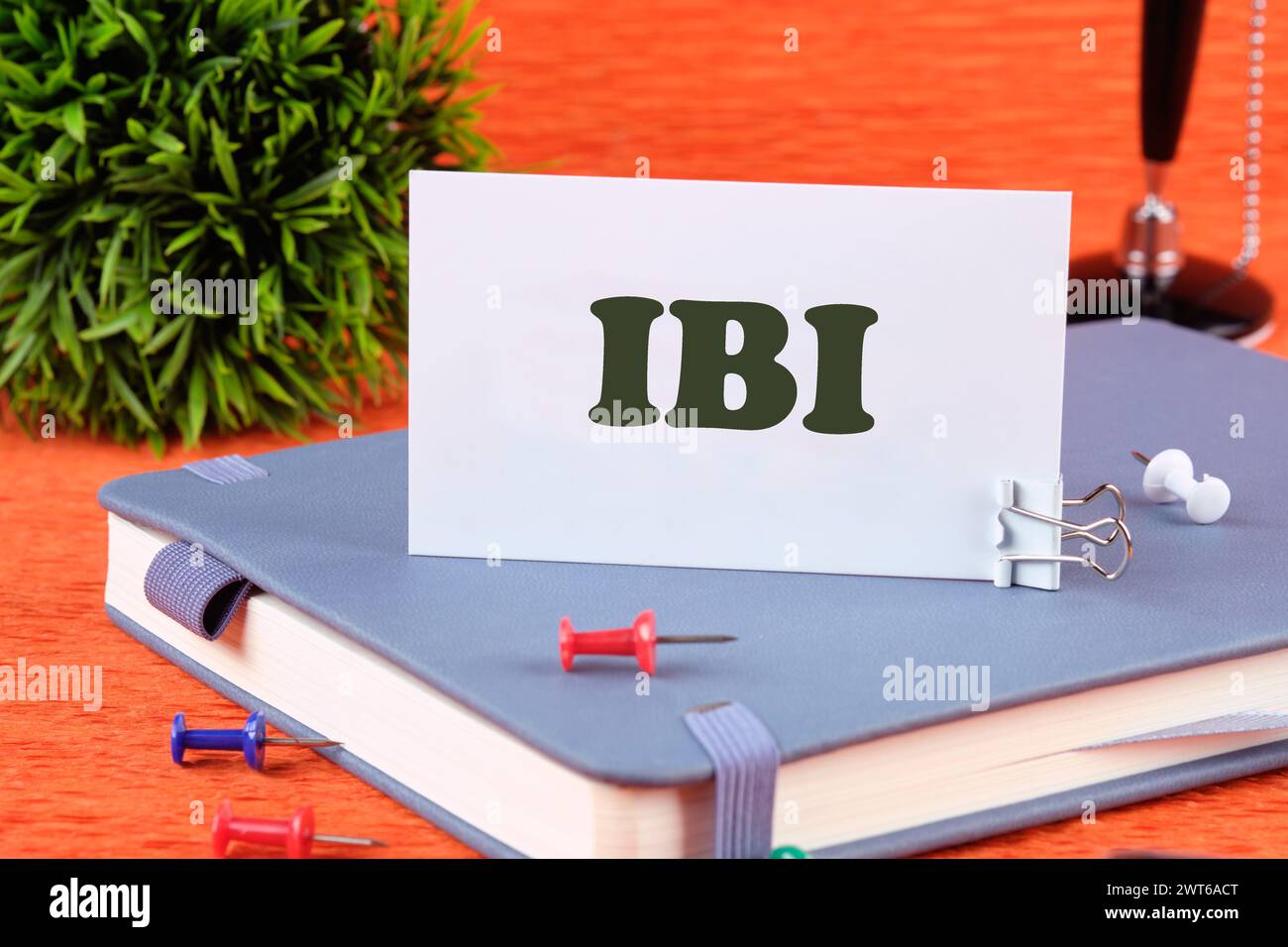 IBI symbol on a white business card standing on a notepad Stock Photo ...