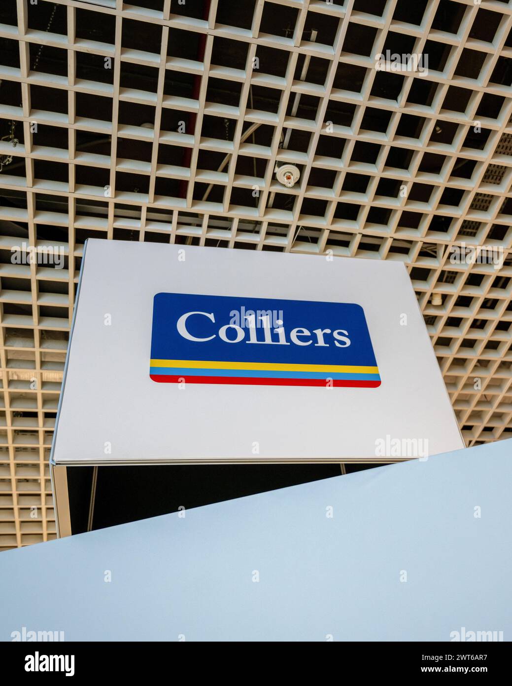 Cannes, France. 13th Mar, 2024. The Colliers company logo at Mipim in ...