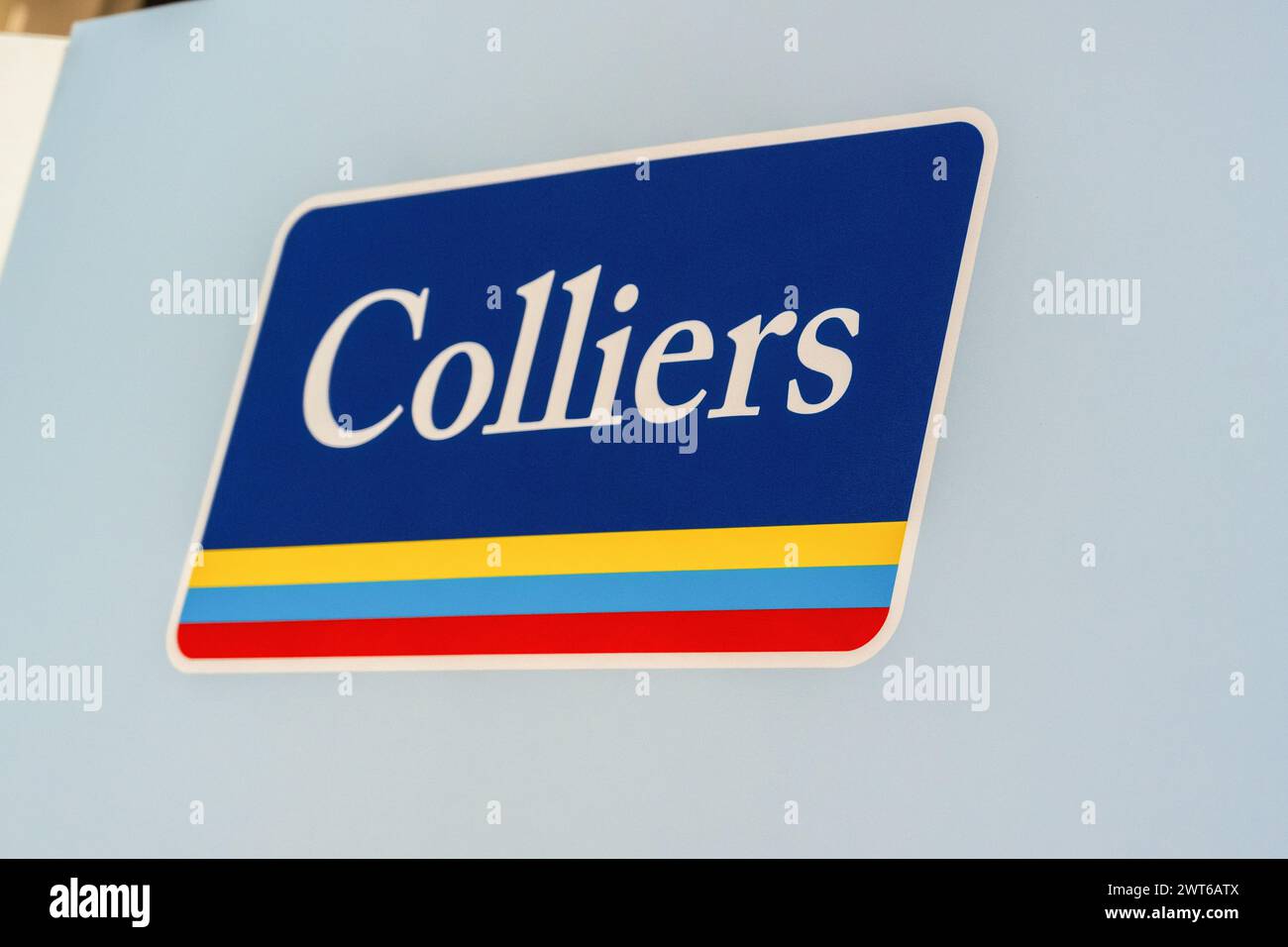 Cannes, France. 13th Mar, 2024. The Colliers company logo at Mipim in ...