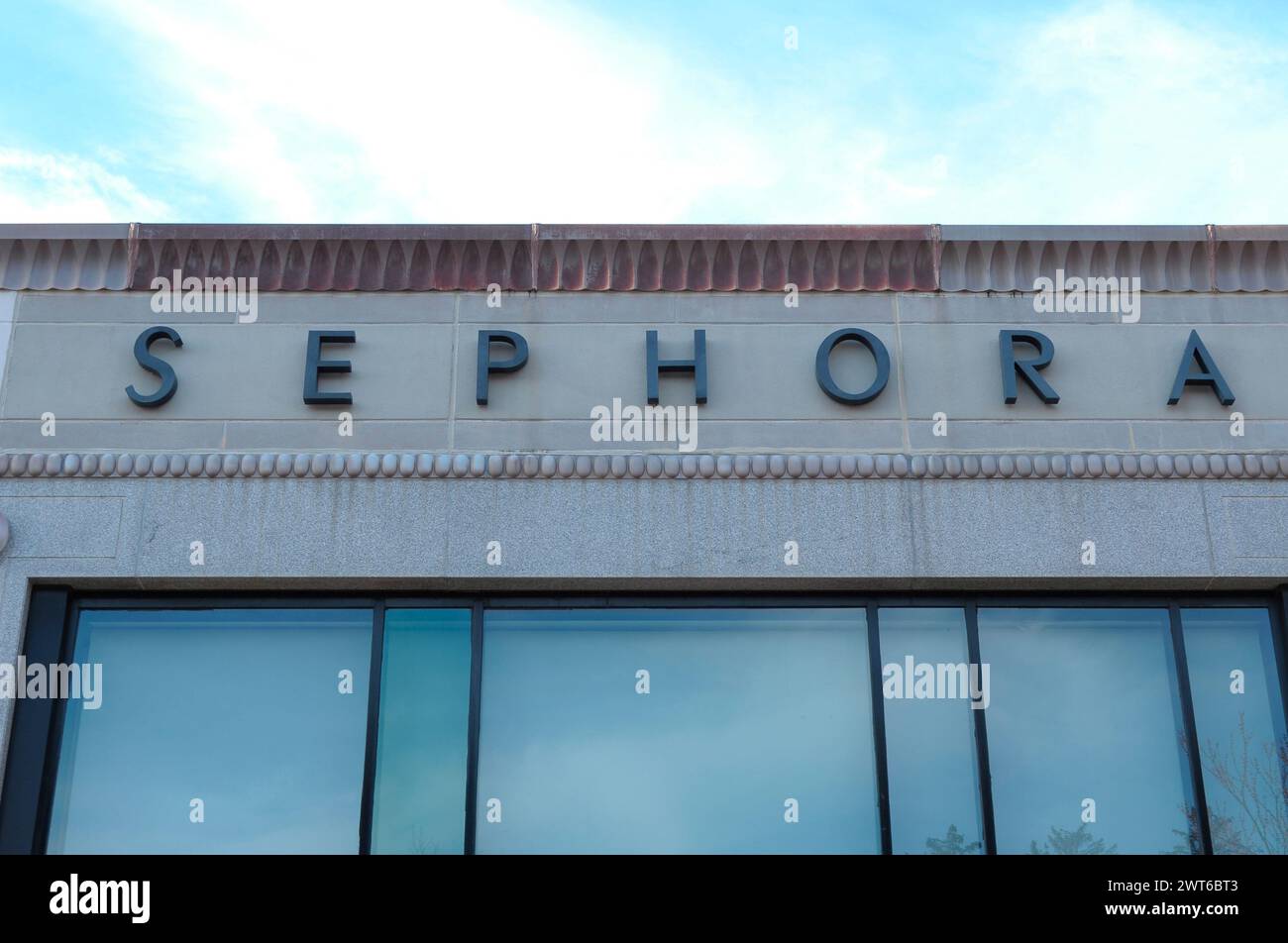 New York, United States. 15th Mar, 2024. The Sephora logo is seen on a ...