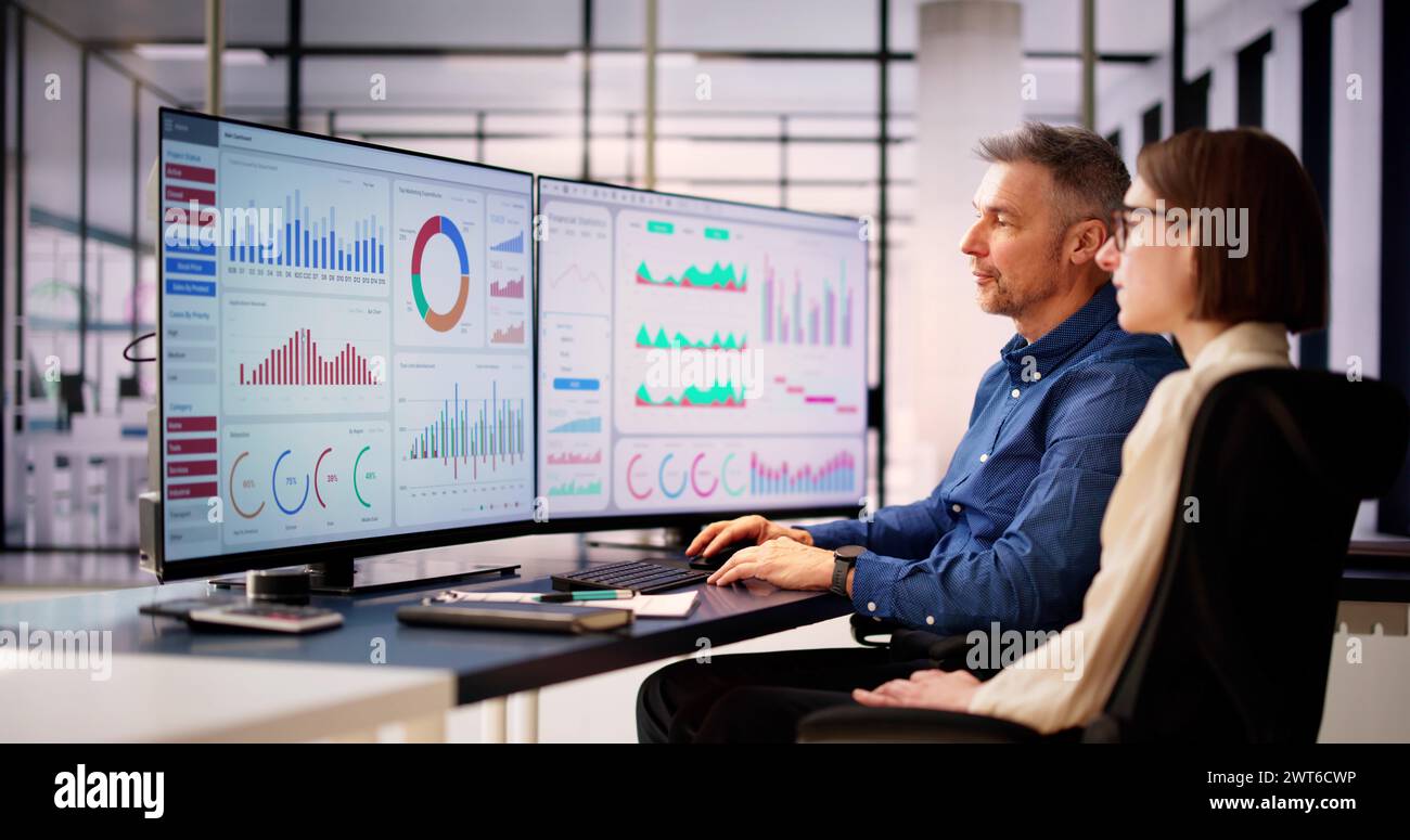 Data Analyst Using Data Analytics KPI Dashboard Stock Photo - Alamy