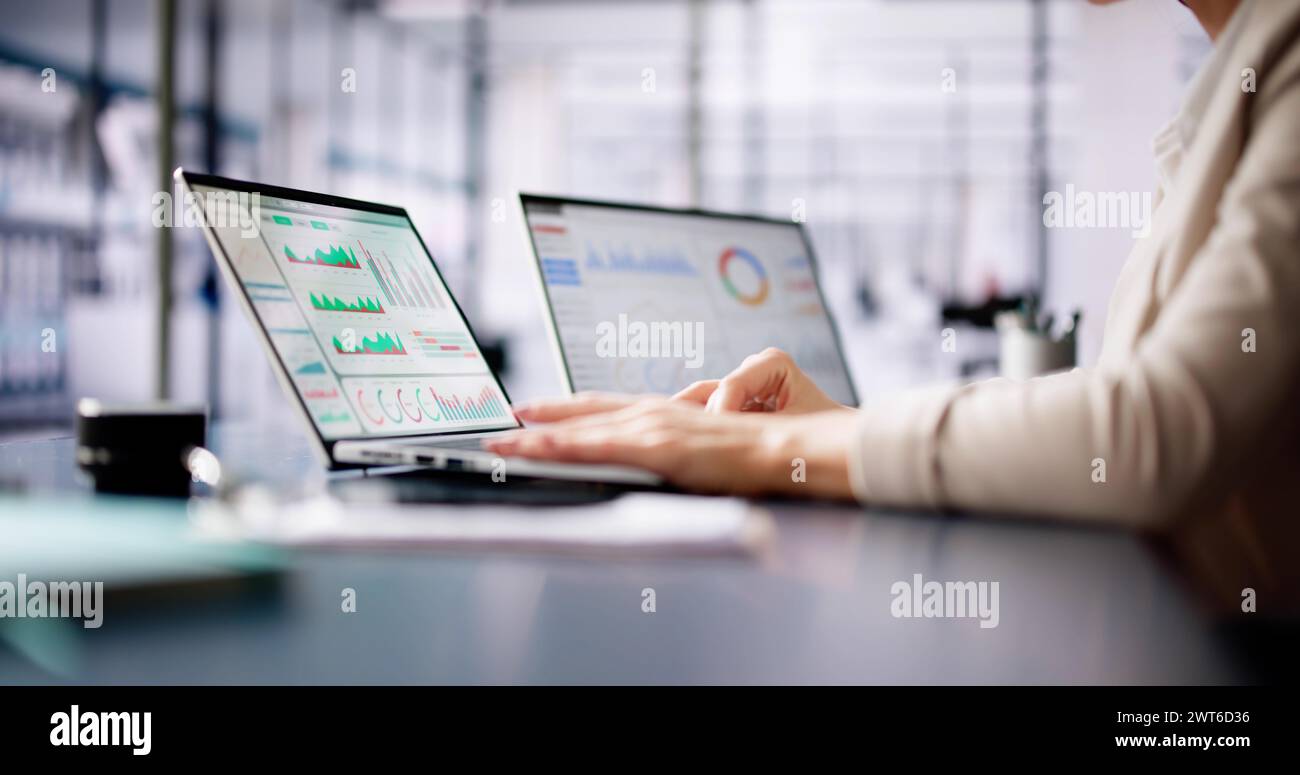 Data Analyst Using Data Analytics KPI Dashboard Stock Photo - Alamy