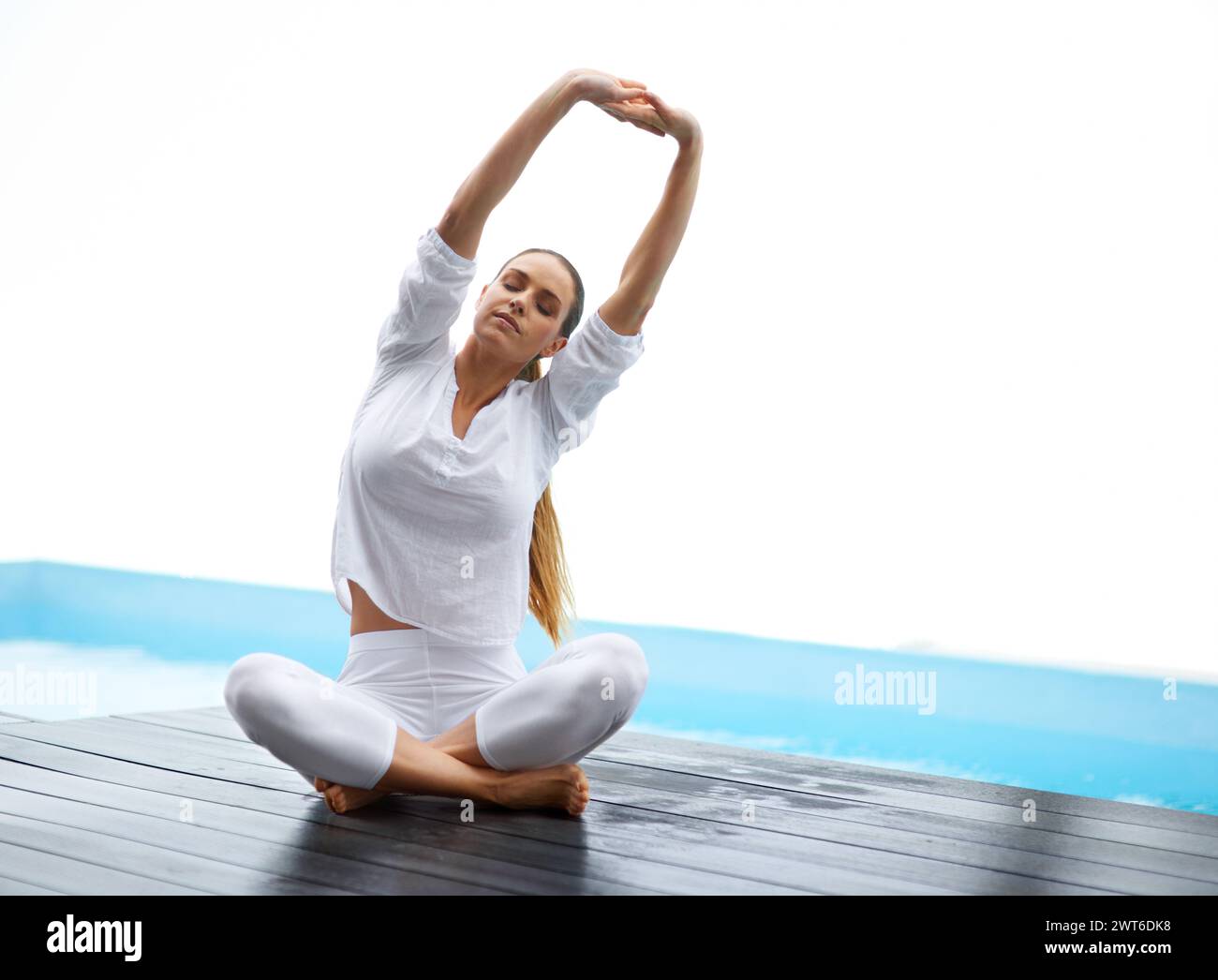 Yoga, stretching and woman with exercise outdoor for spiritual, mental ...