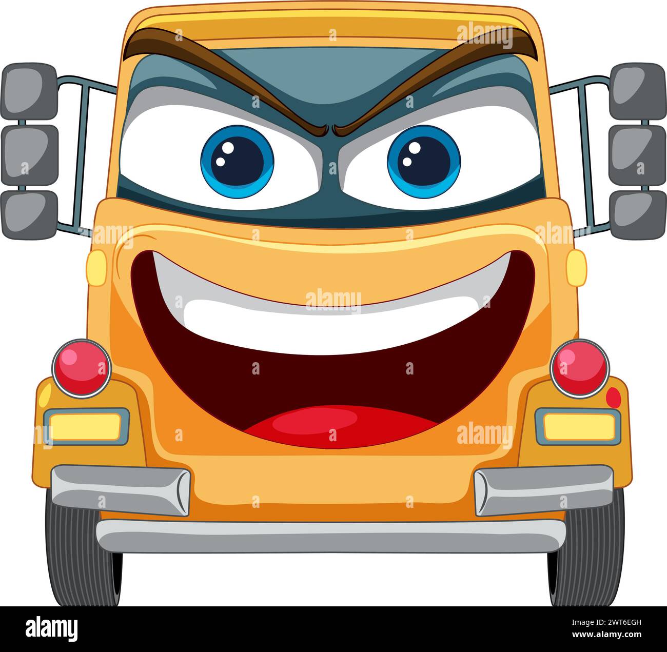 Colorful, smiling school bus with expressive eyes Stock Vector Image ...