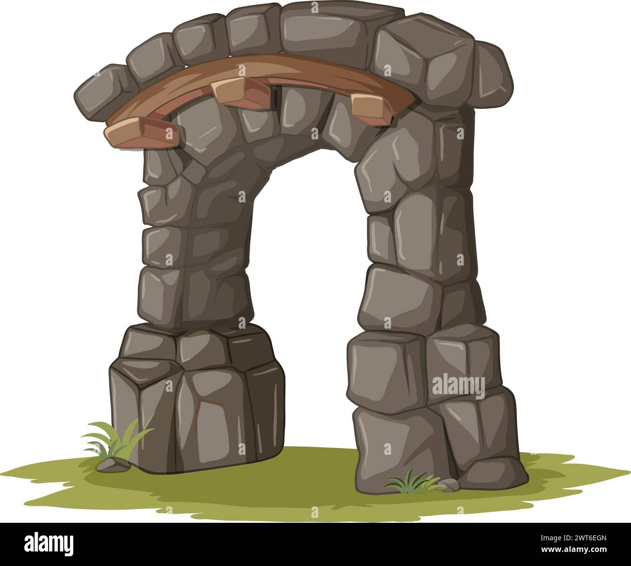 Cartoon illustration of a stone arch on grass Stock Vector Image & Art ...