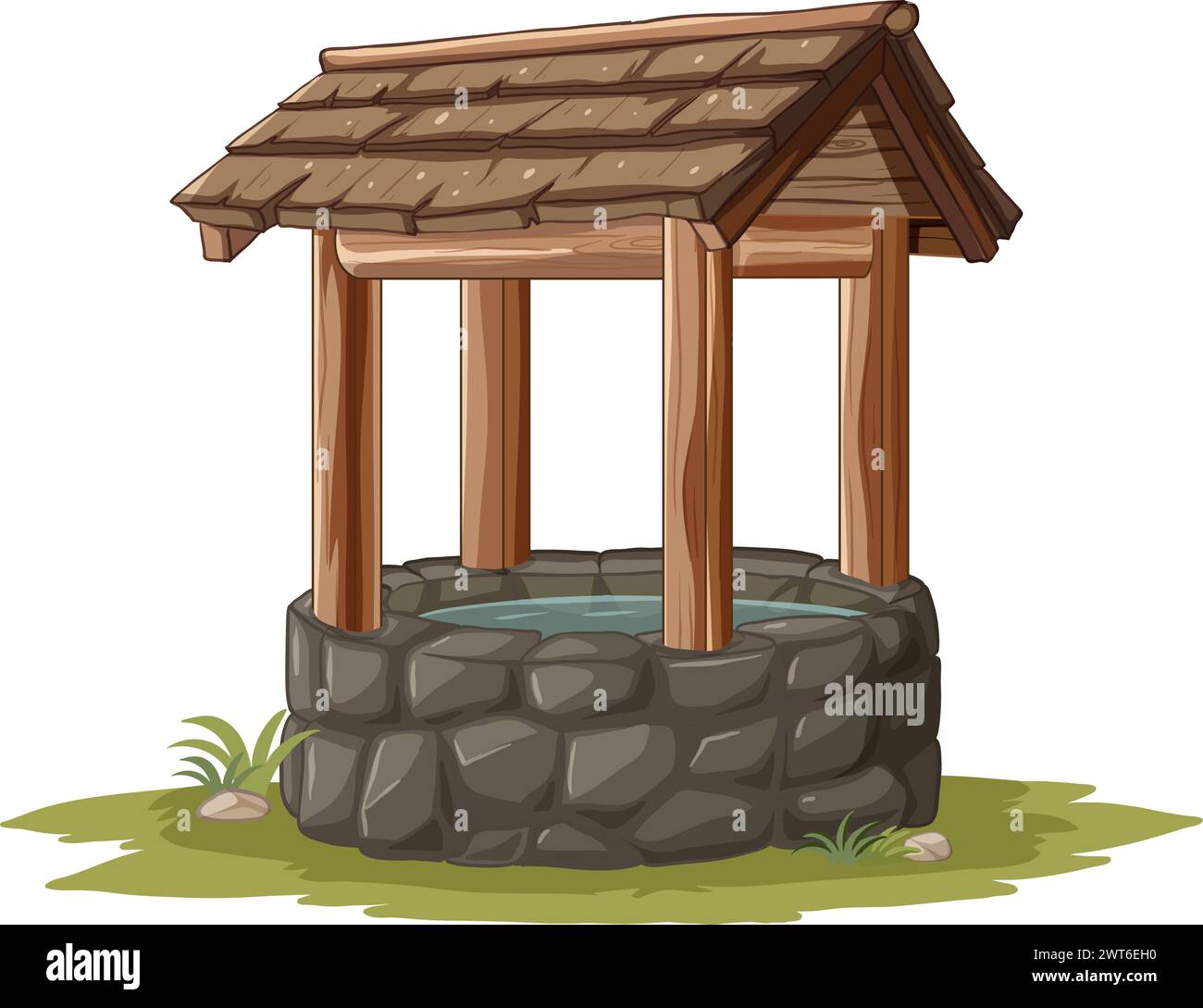 Cartoon illustration of an old-fashioned water well Stock Vector Image ...