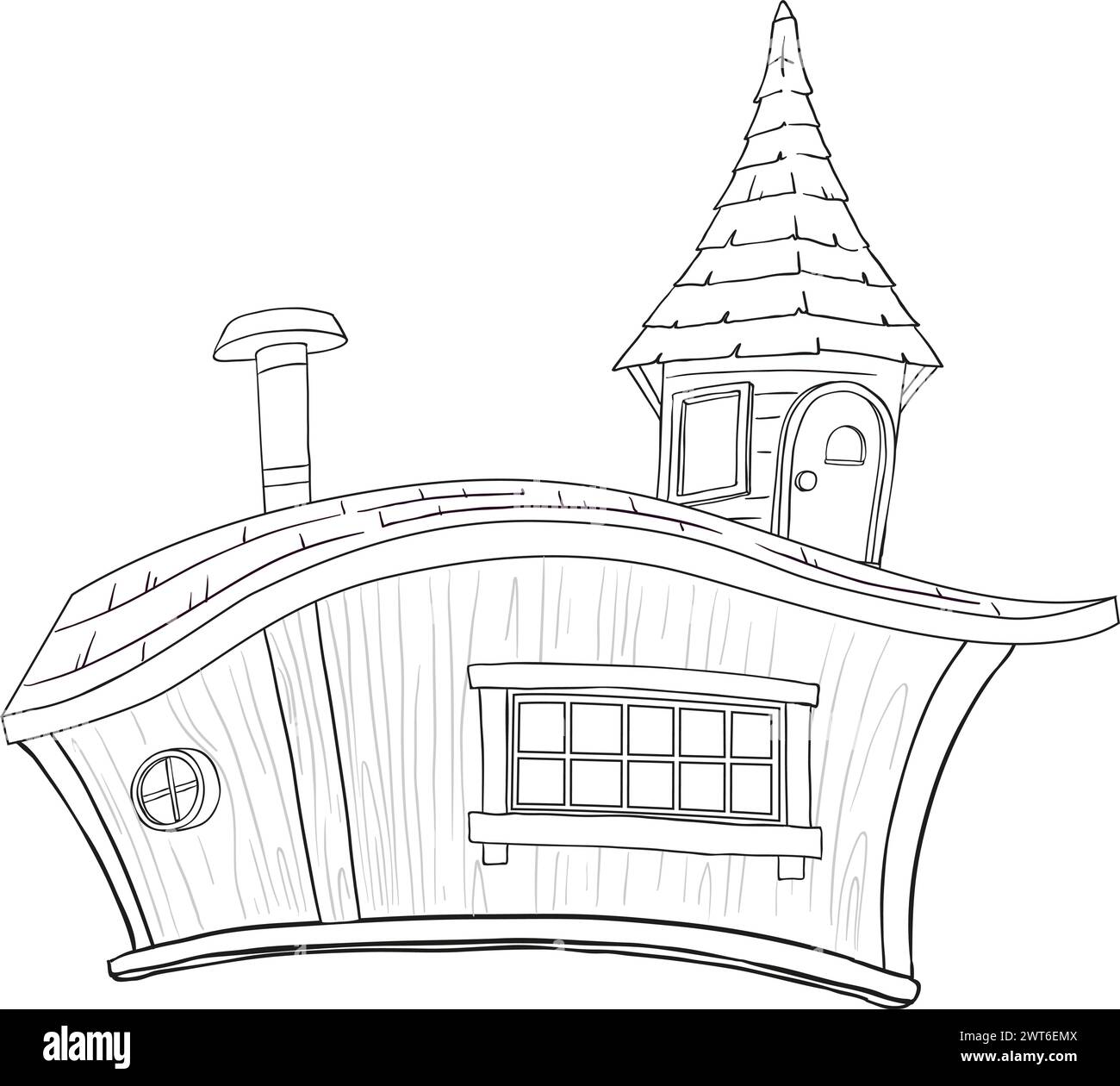 Black and white drawing of a storybook house Stock Vector Image & Art ...