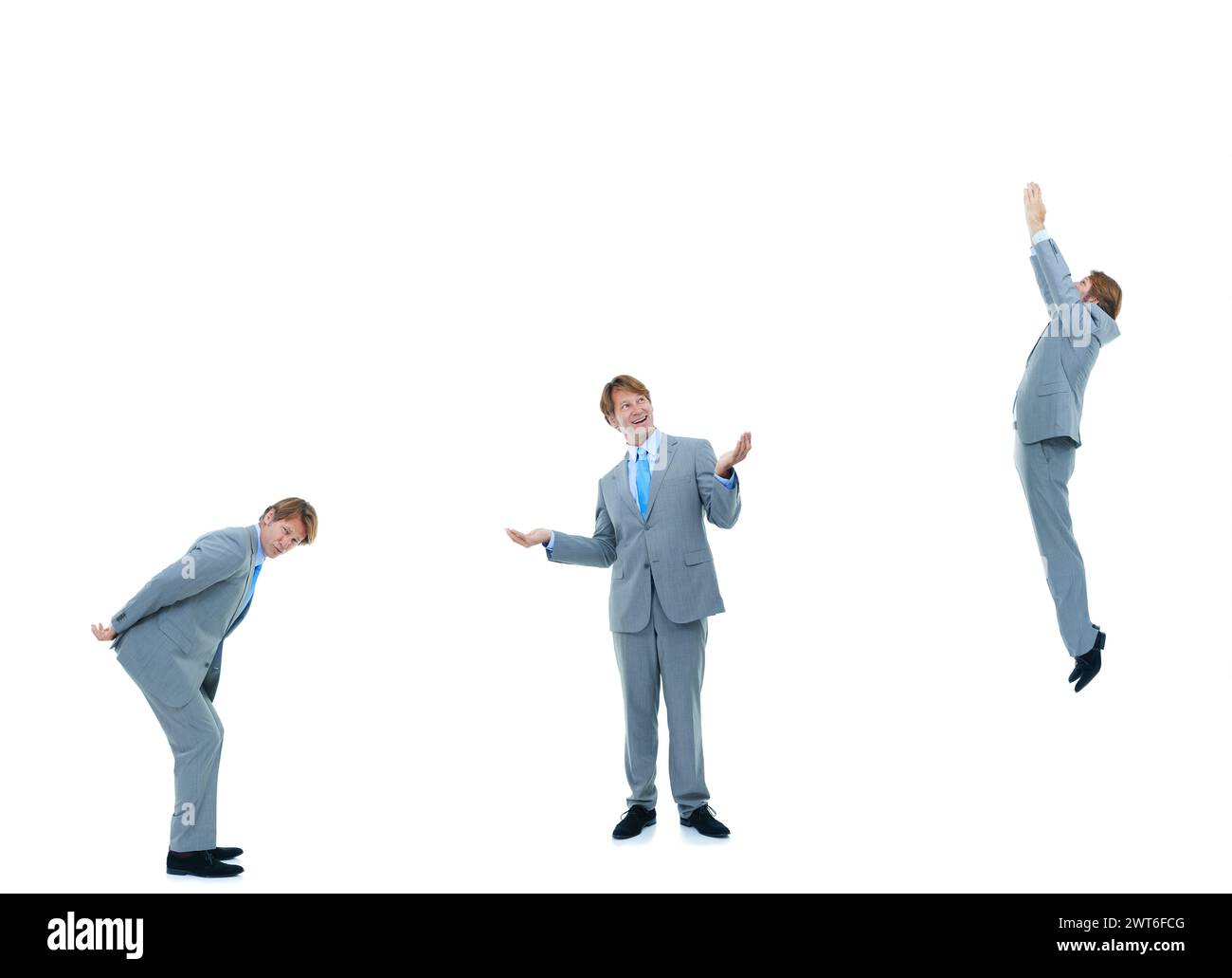 Businessman, collage and poses with mockup space for career or job ...