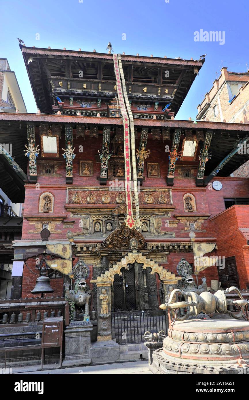 Detailed view of a traditional Nepalese temple in daylight, Kathmandu ...