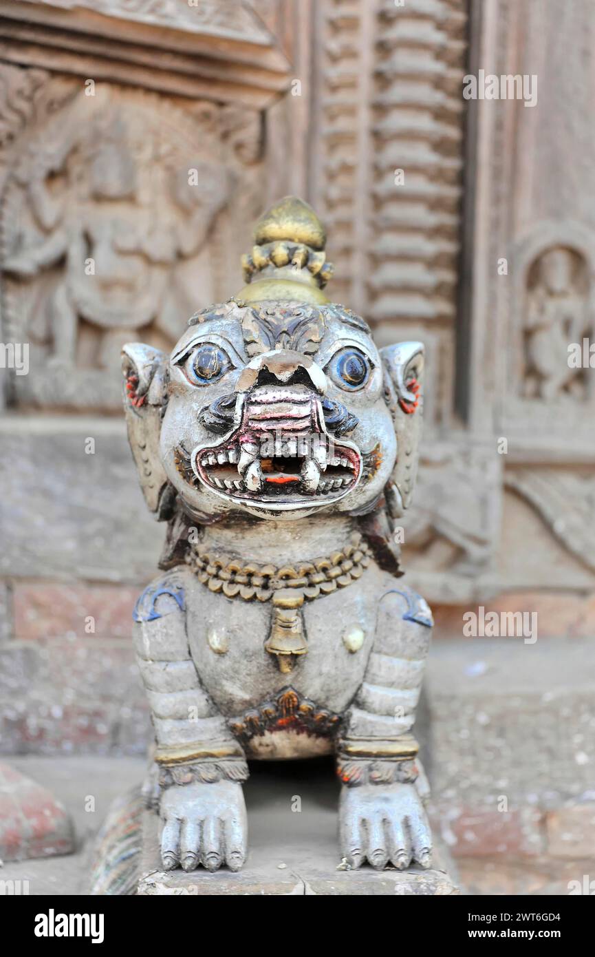 Close-up of a mythological, terrifying sculpture, Kathmandu Valley ...