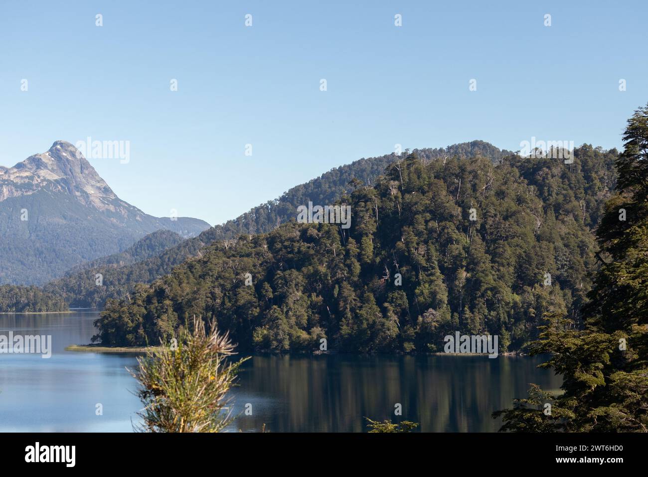 Calm and relaxing horizontal view of mountain range full of dense ...