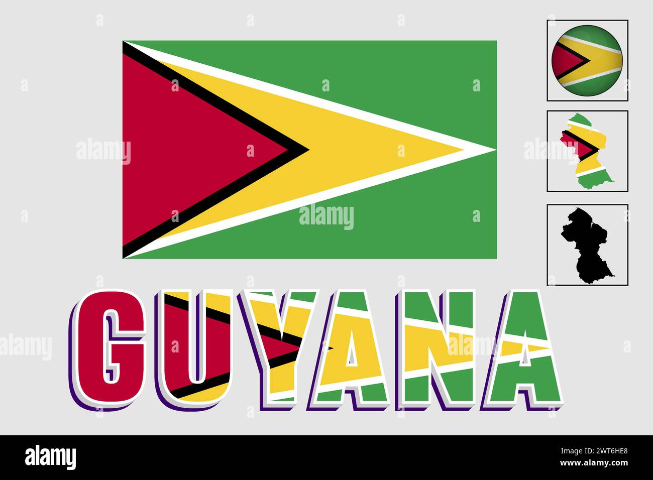 Guyana icon country map Stock Vector Images - Alamy