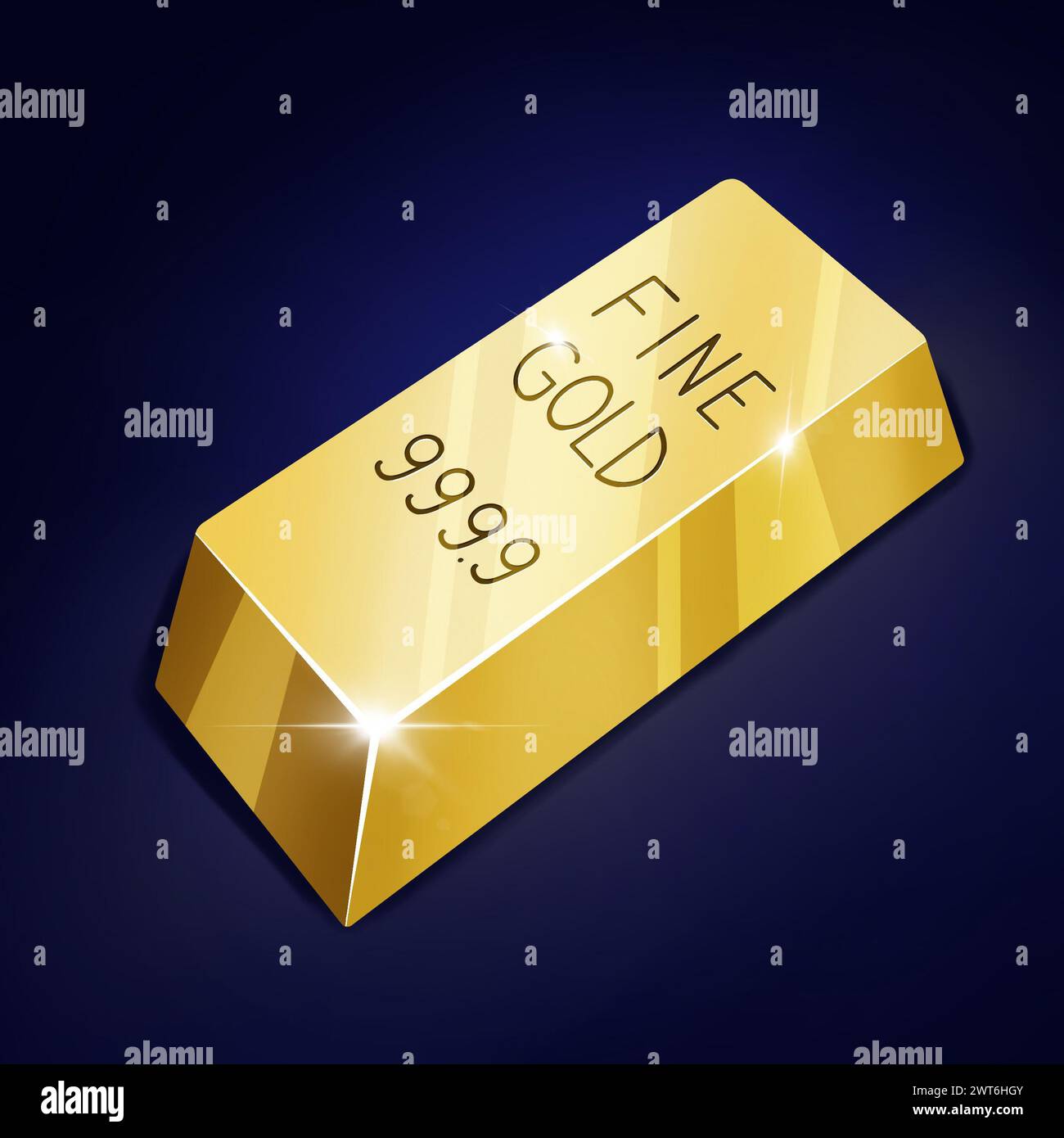 Hand drawn digital illustration of a bar of gold. Shiny metal ingot ...