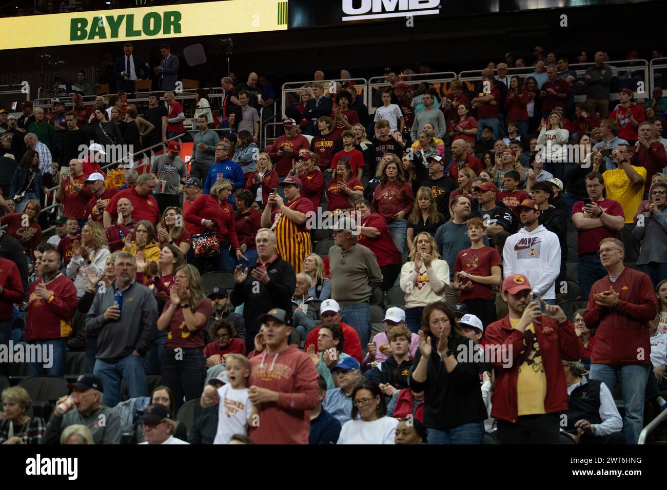 Kansas City, Missouri, USA. 14th Mar, 2024. ISU Cyclones fans in the T ...