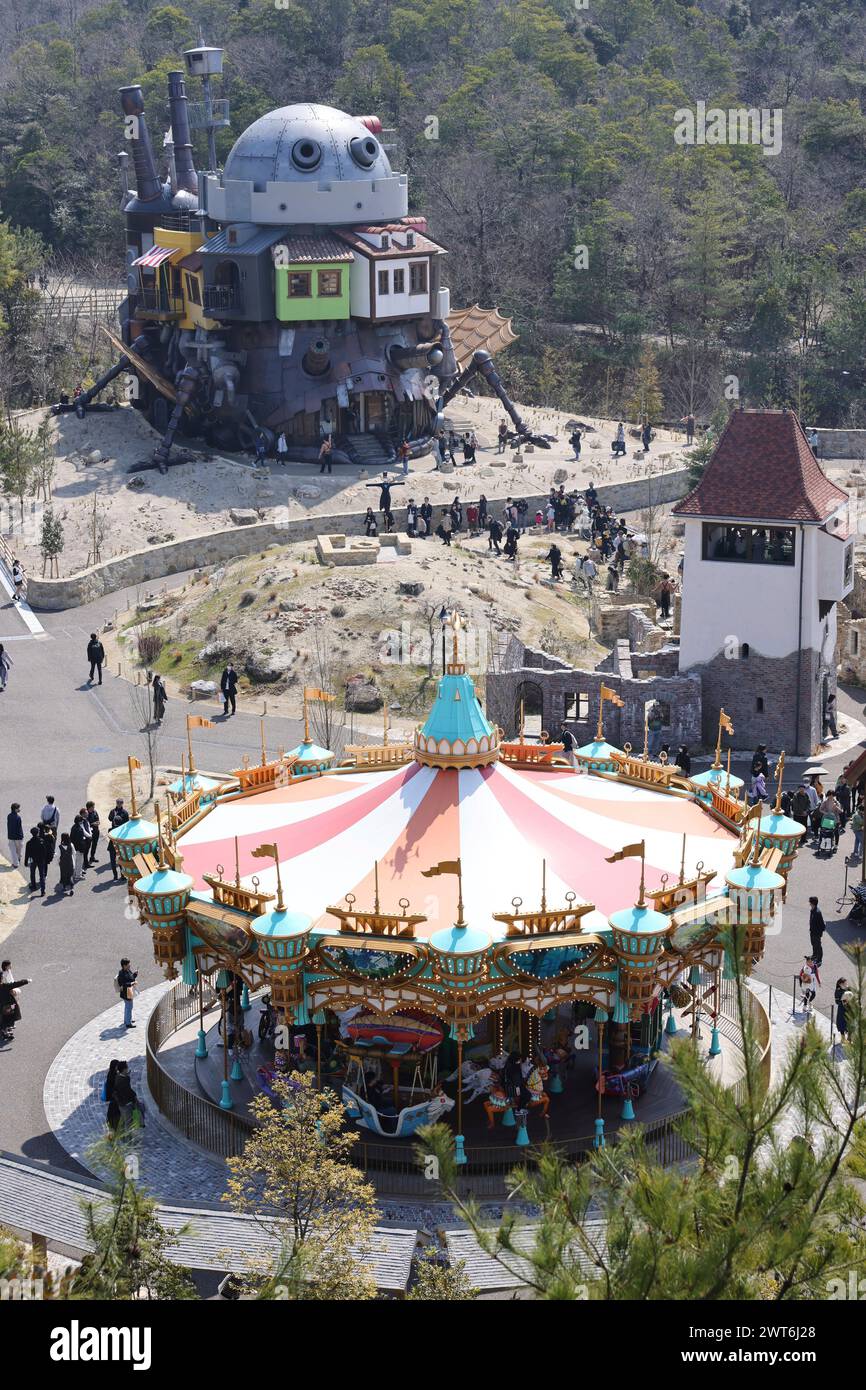 Ghibli Park's "Valley of Witches" is seen from a viewpoint in Nagakute ...