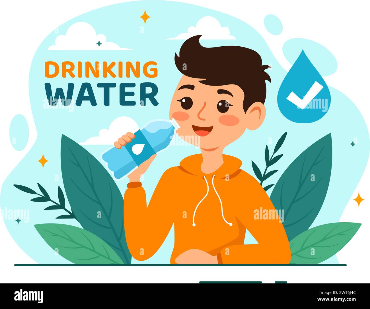 People Drinking Water From Plastic Bottles and Glasses with Pure Clean ...