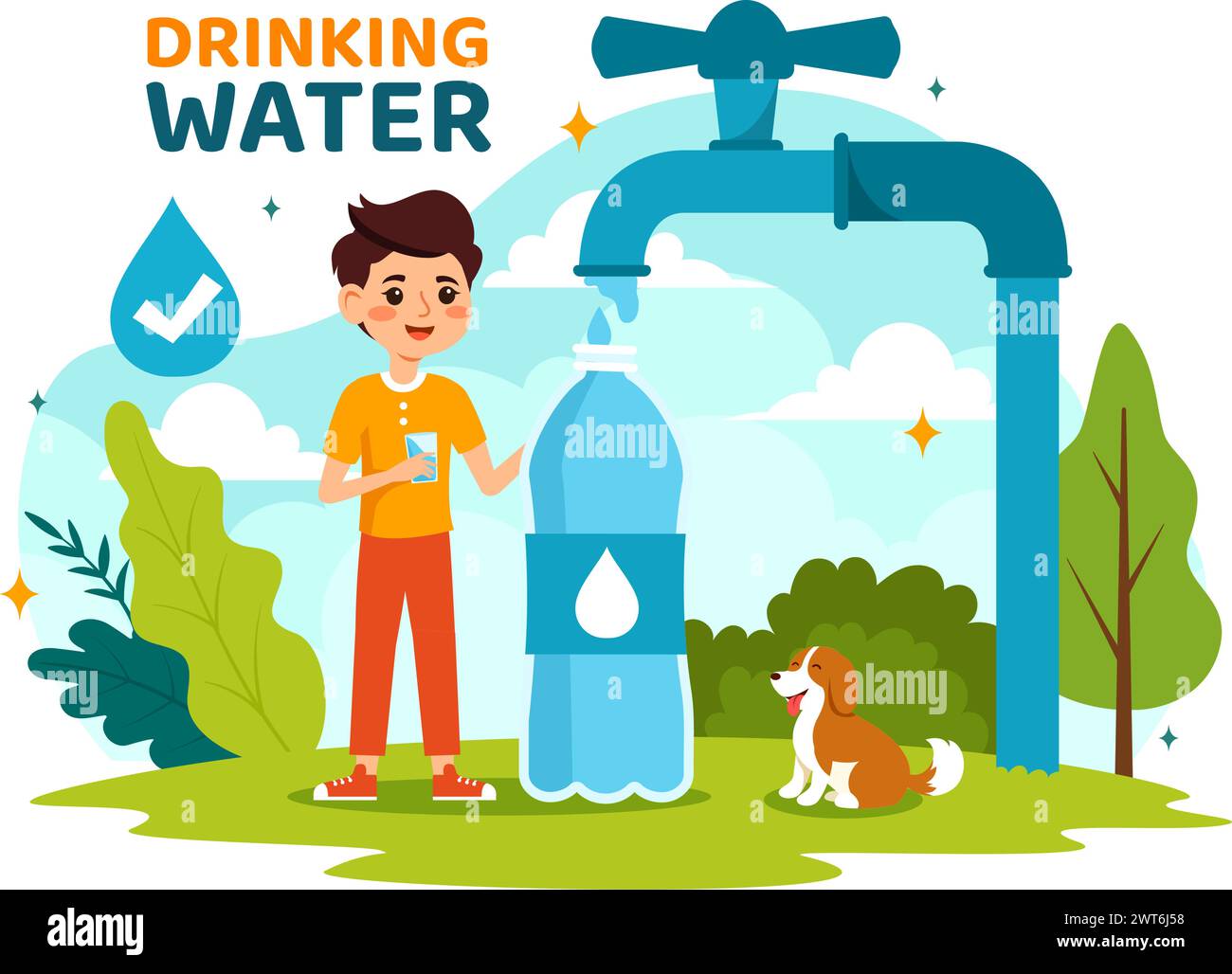 People Drinking Water From Plastic Bottles and Glasses with Pure Clean ...